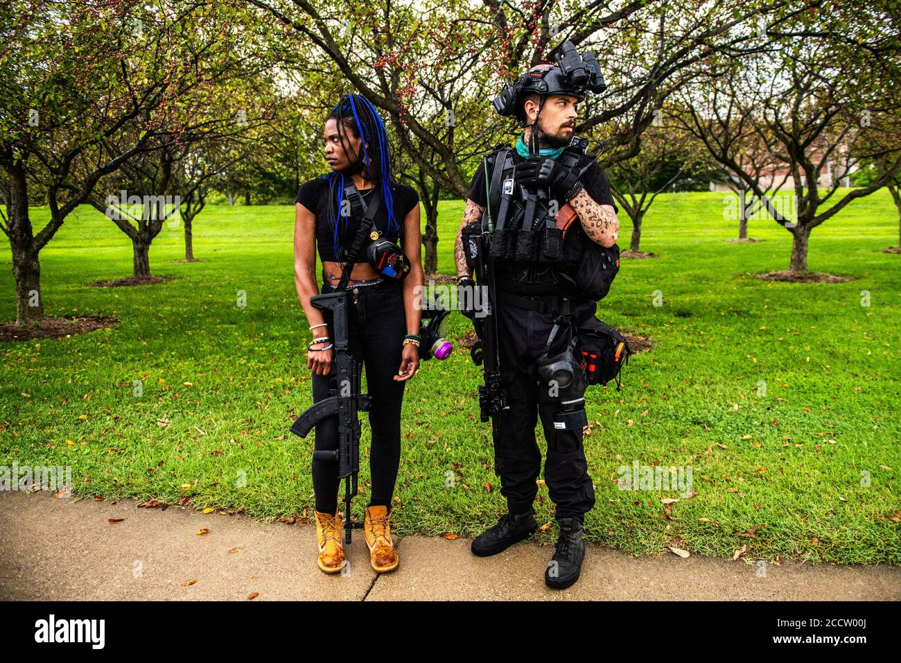 Louisville, KY, USA. 22nd Aug, 2020. Members of the National Patriotic ...