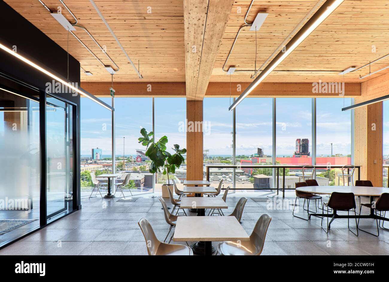 Modern timber frame office building Stock Photo - Alamy