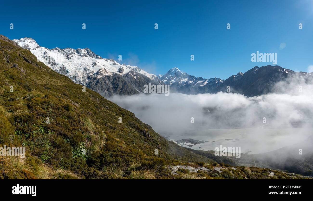Panorama of Mt. Cook National Park from Mueller Hut route, view on ...