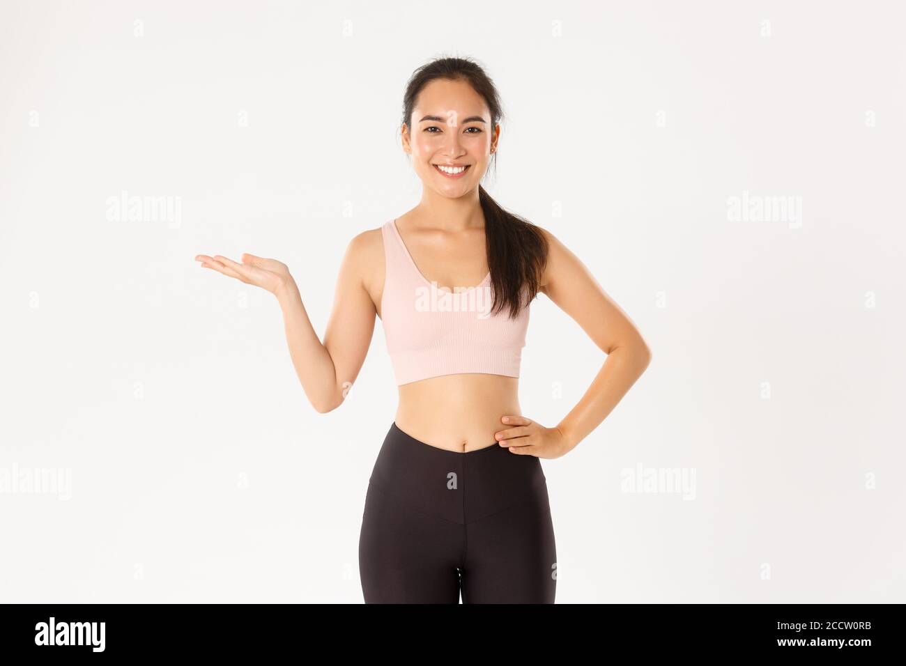 Sport, wellbeing and active lifestyle concept. Portrait of cheerful ...