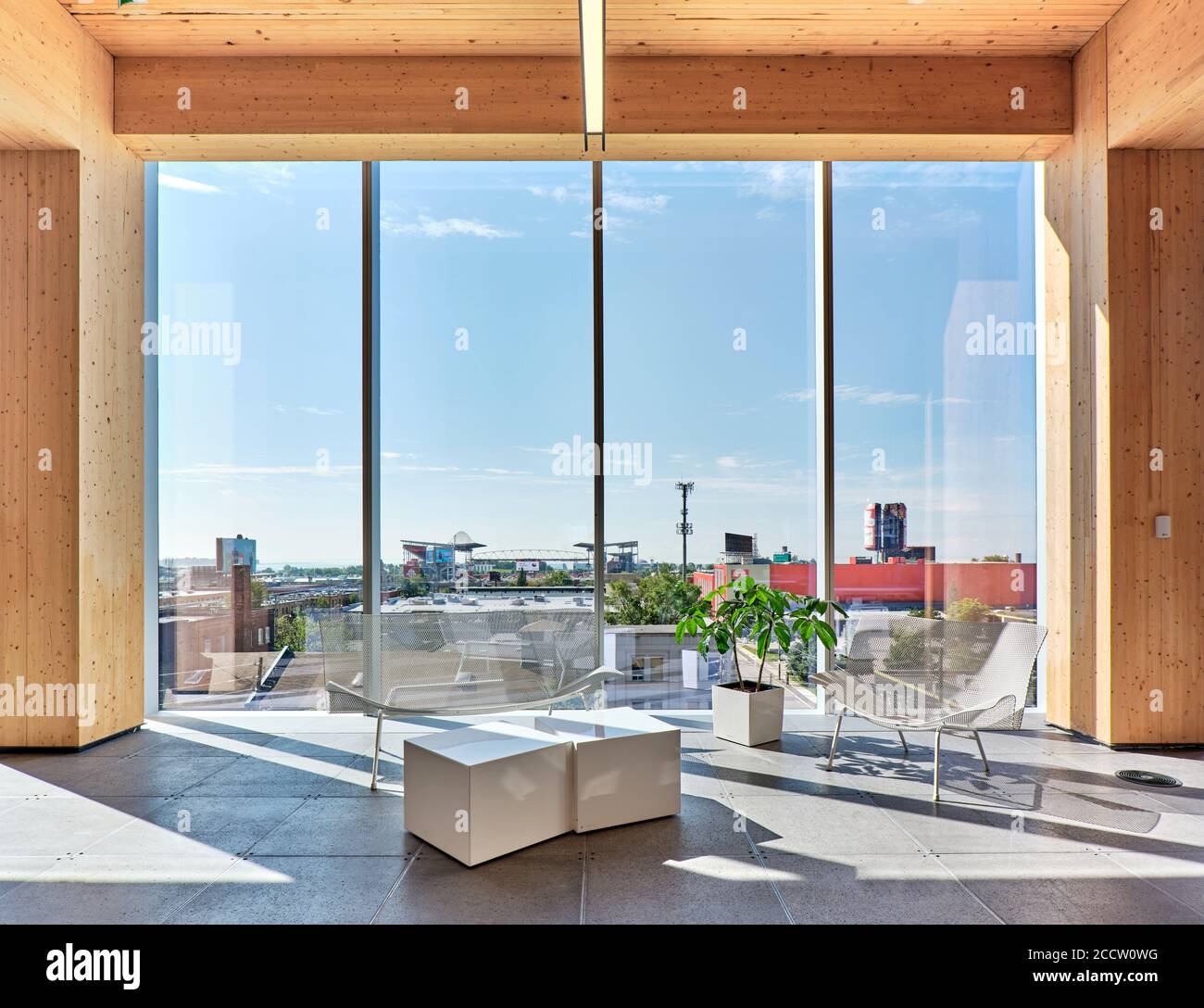 Modern timber frame office building Stock Photo - Alamy