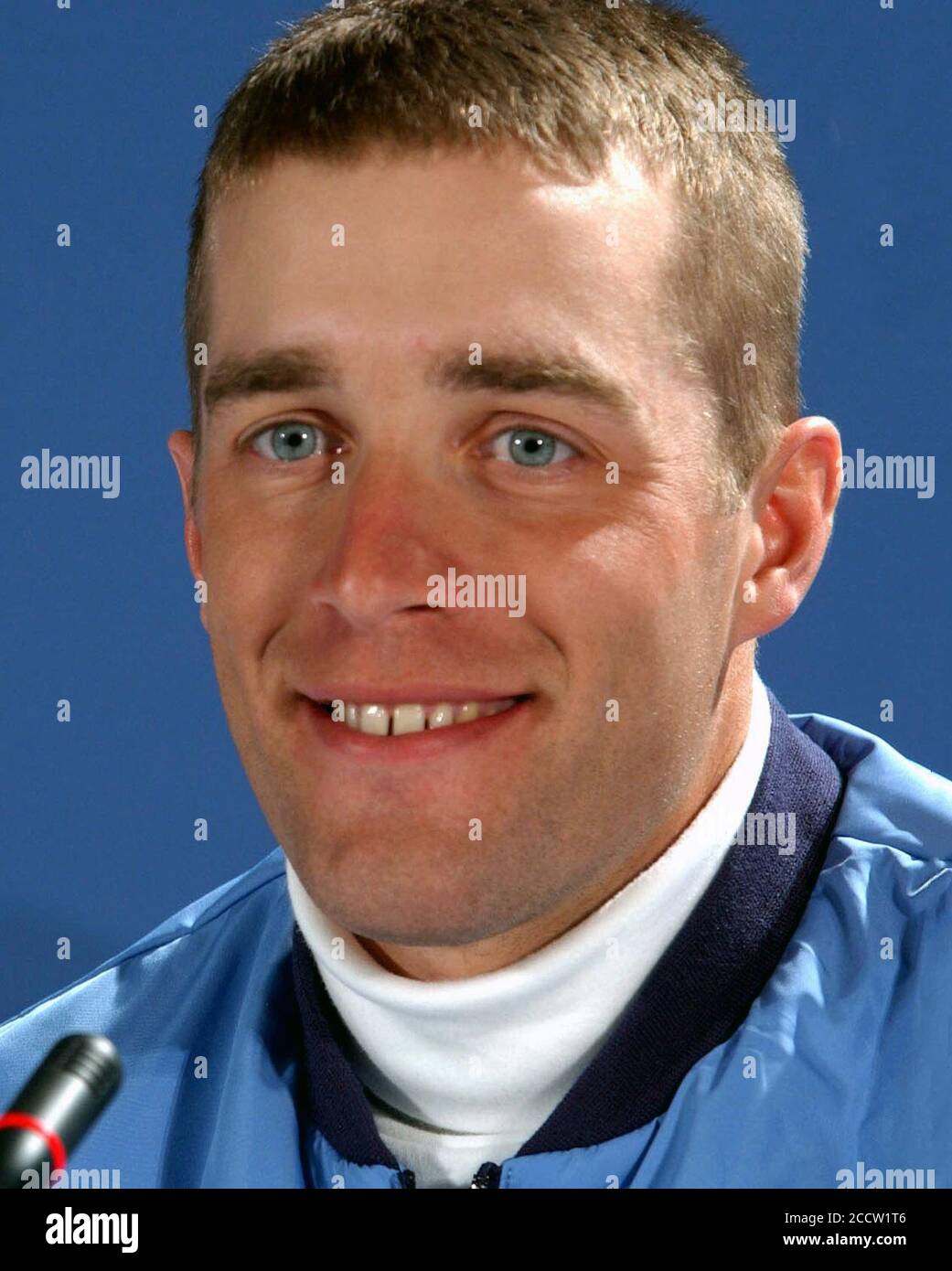 Jeremy Teela at press conference before 2002 Winter Olympics 2002-02-07 ...