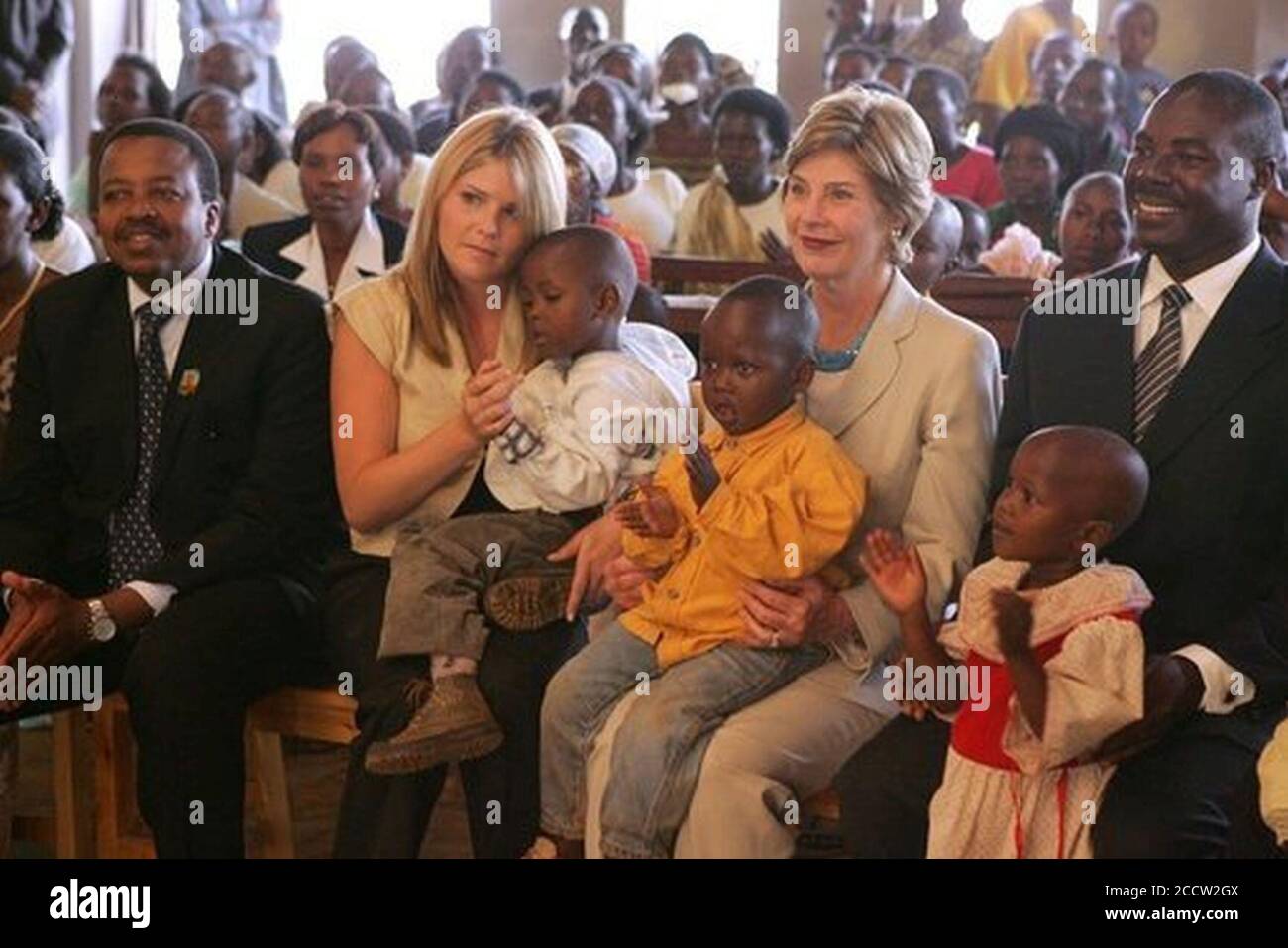 Jenna and Laura Bush Kagarama Church Stock Photo - Alamy