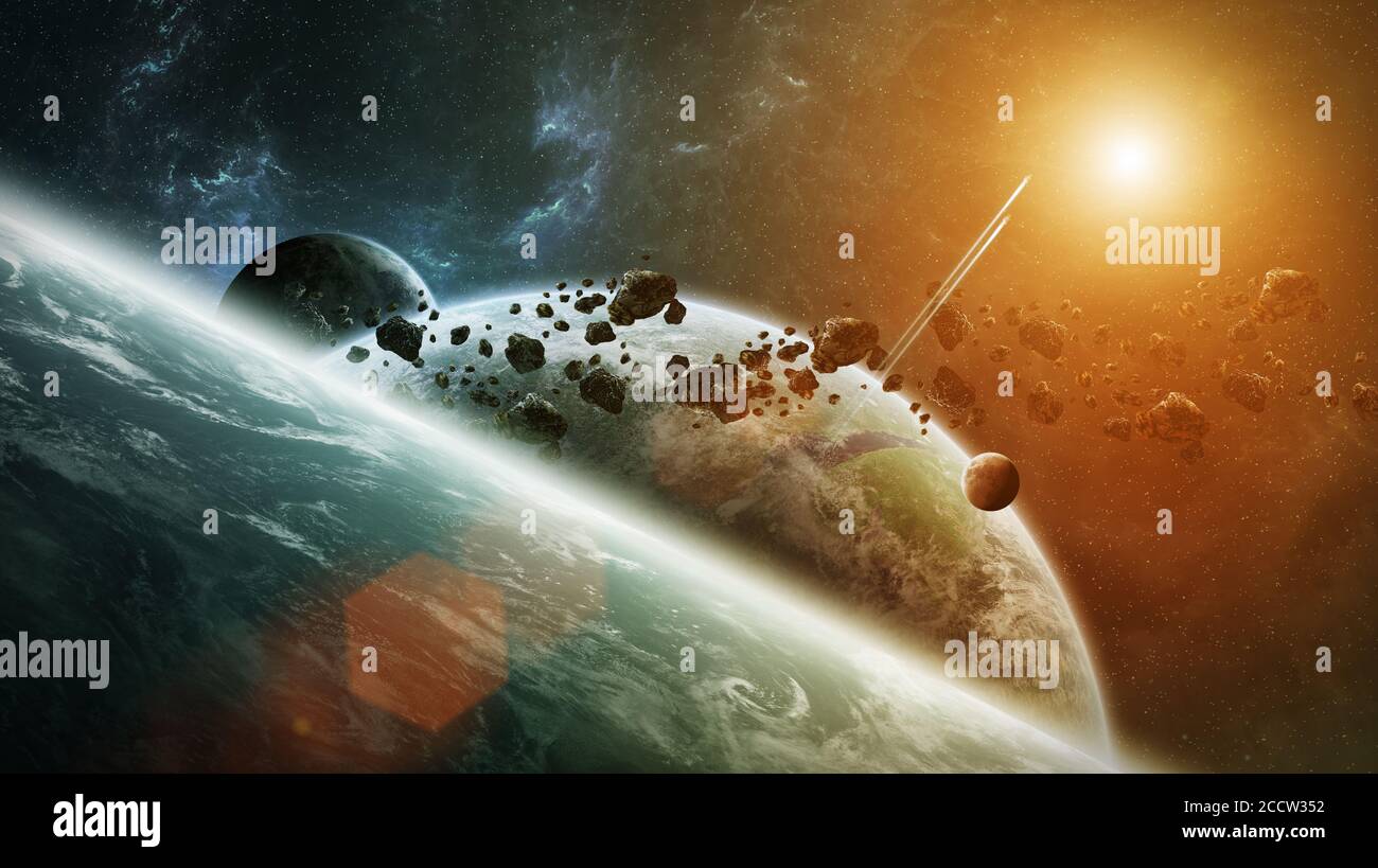 Distant planet system in space 3D rendering elements of this image ...