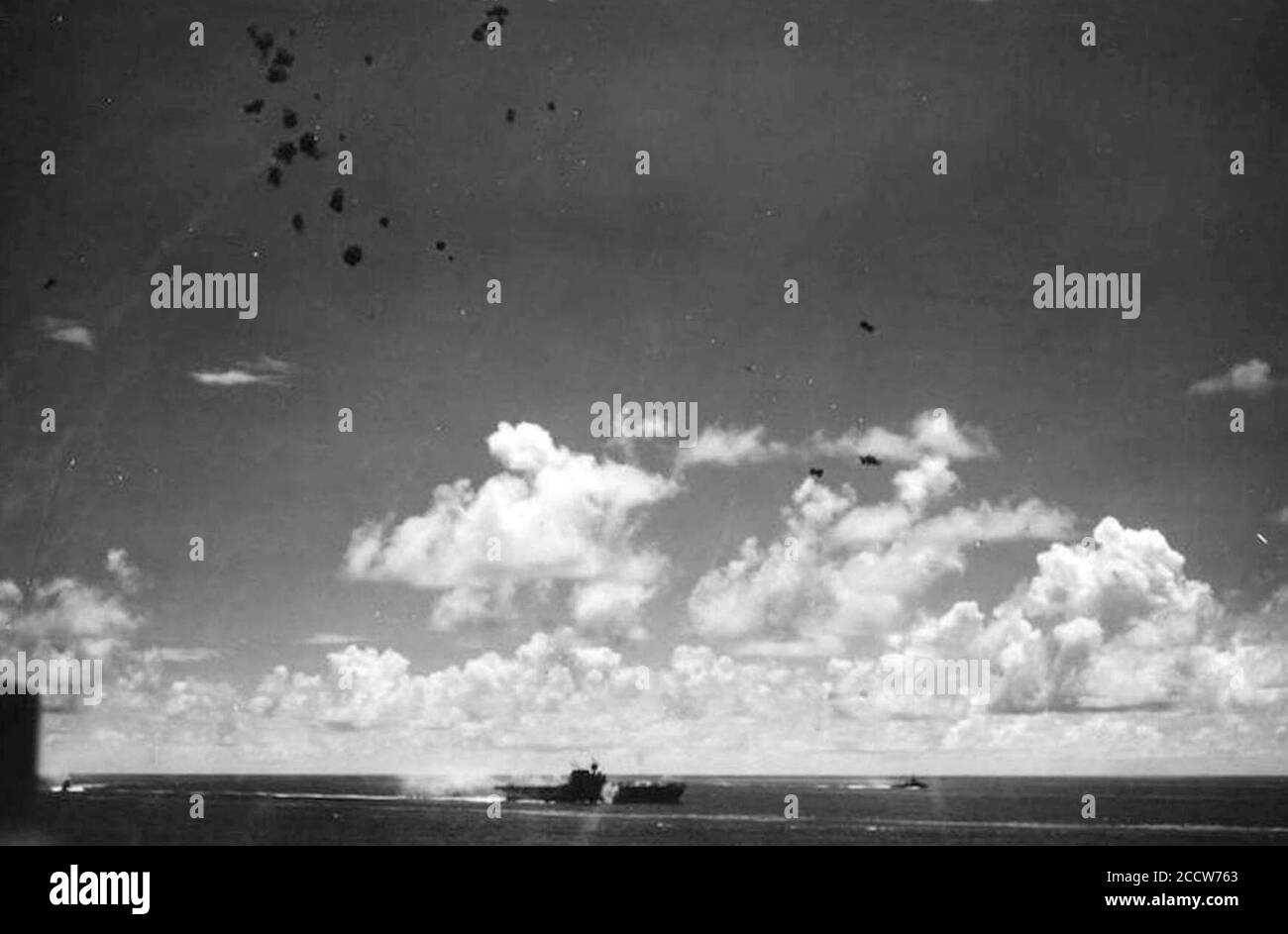 Japanese dive bombers attack USS Enterprise (CV-6) during the Battle of ...