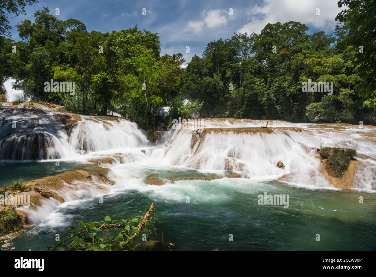 The Agua Azul Waterfalls are a series of cascades on the Xanil River in ...