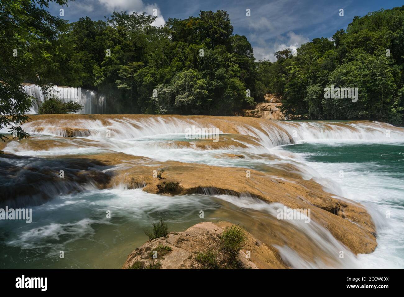 The Agua Azul Waterfalls are a series of cascades on the Xanil River in ...