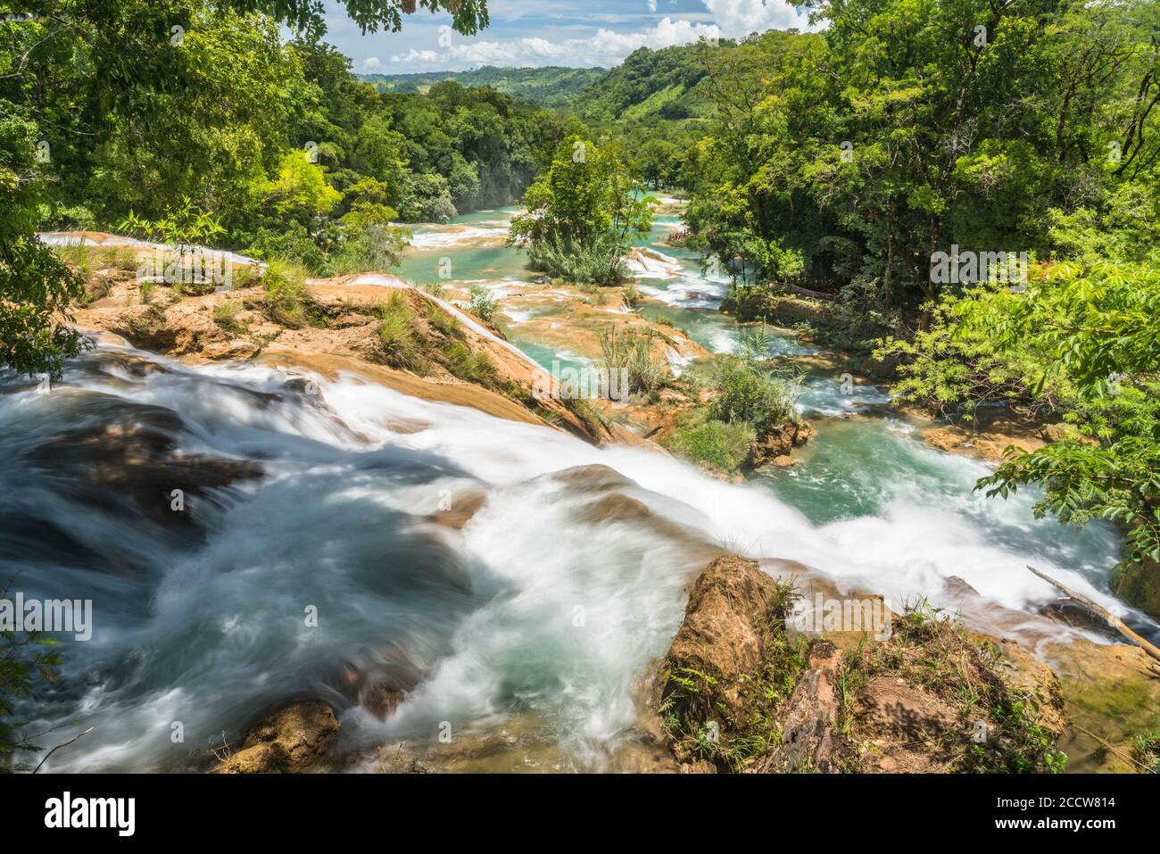 The Agua Azul Waterfalls are a series of cascades on the Xanil River in ...