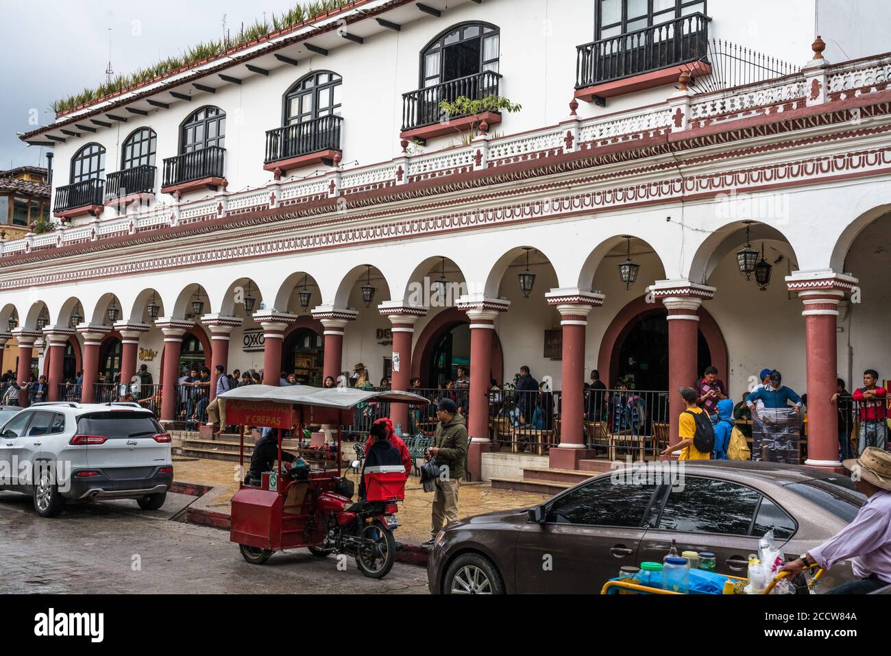 Spanish colonial buildings in Moorish style around the Zocalo square in ...