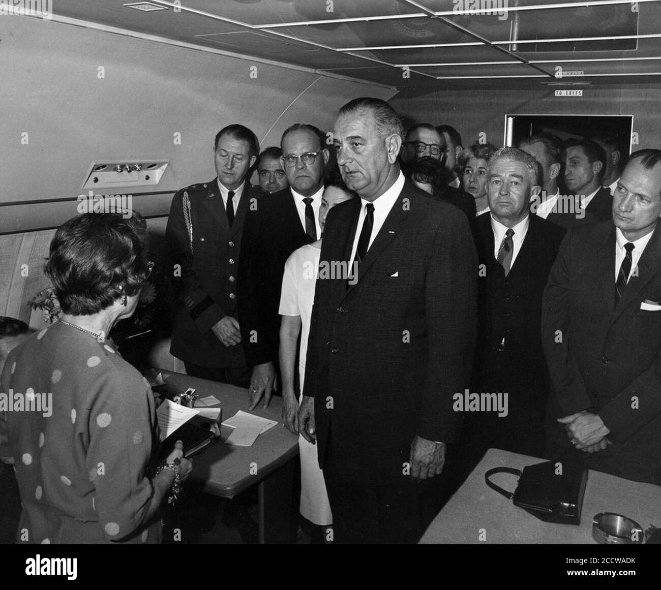 Swearing-in ceremony aboard Air Force One LBJ as President (02 Stock ...