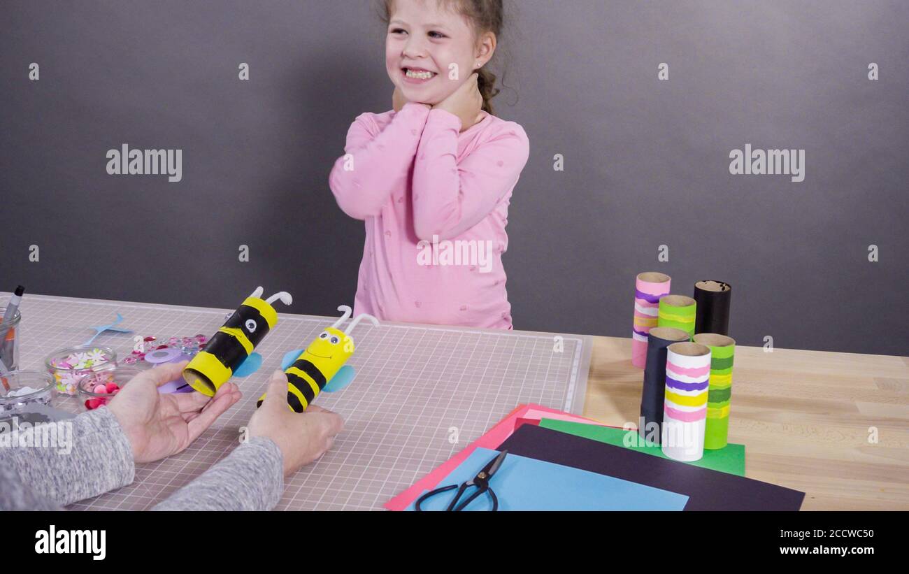 Kids papercraft. Making paper bugs out of the empty toilet paper rolls ...