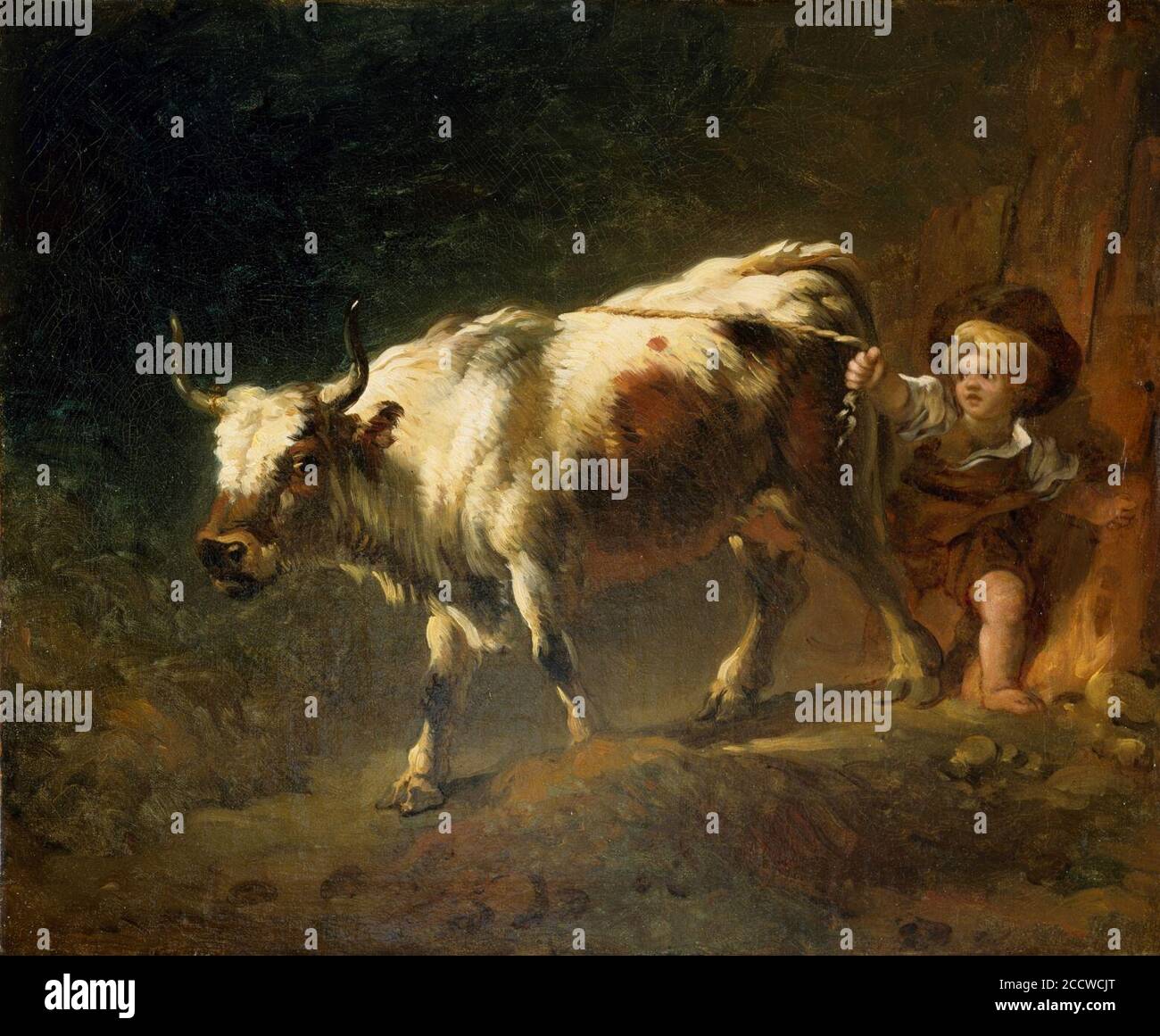 Jean-Honoré Fragonard - Boy Attempting to Restrain a Cow by a Rope ...
