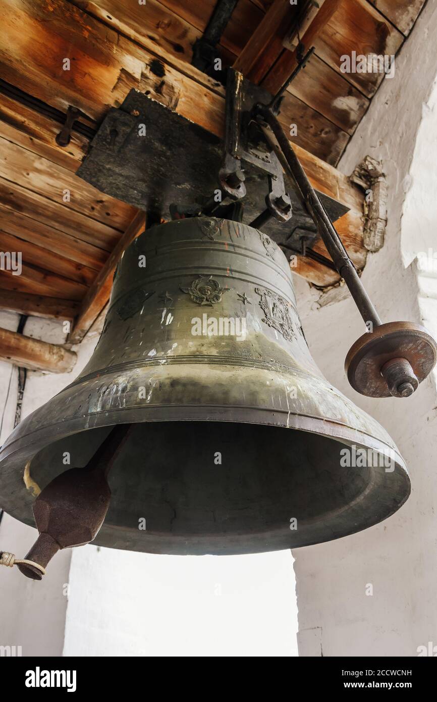 Old bells on a church tower. Religious symbol Stock Photo - Alamy