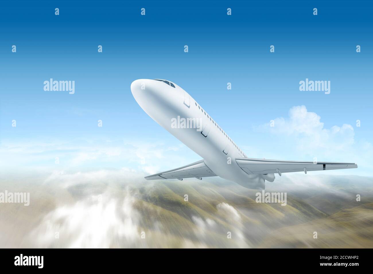 Airplane flying in the air with bright weather Stock Photo - Alamy