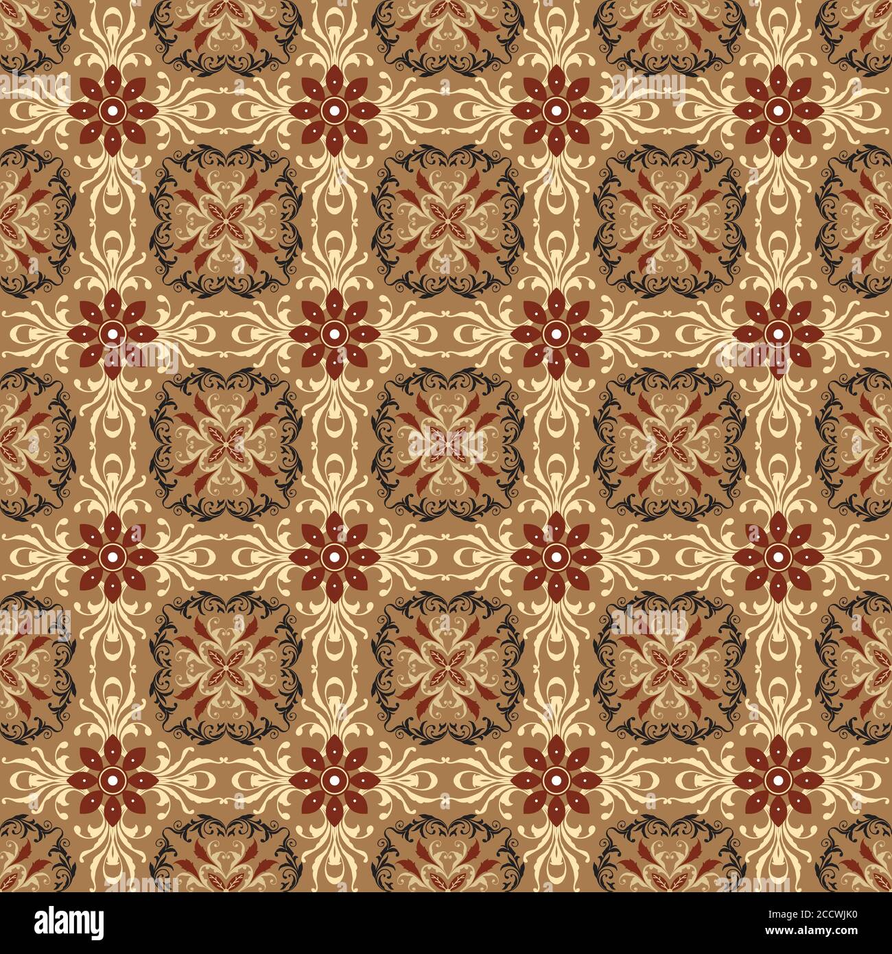 Exclusive flower motif for Jogja batik with seamless mocca color design ...