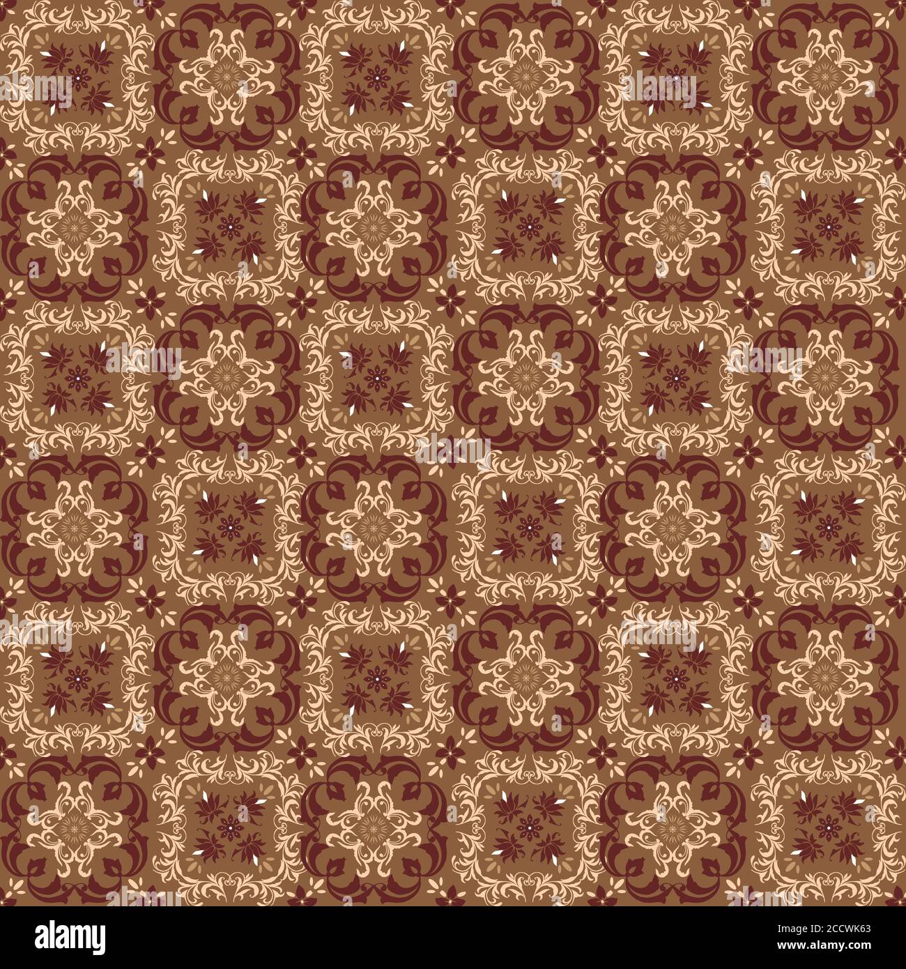 Flower motif and modern art work on Kawung batik design with brown ...