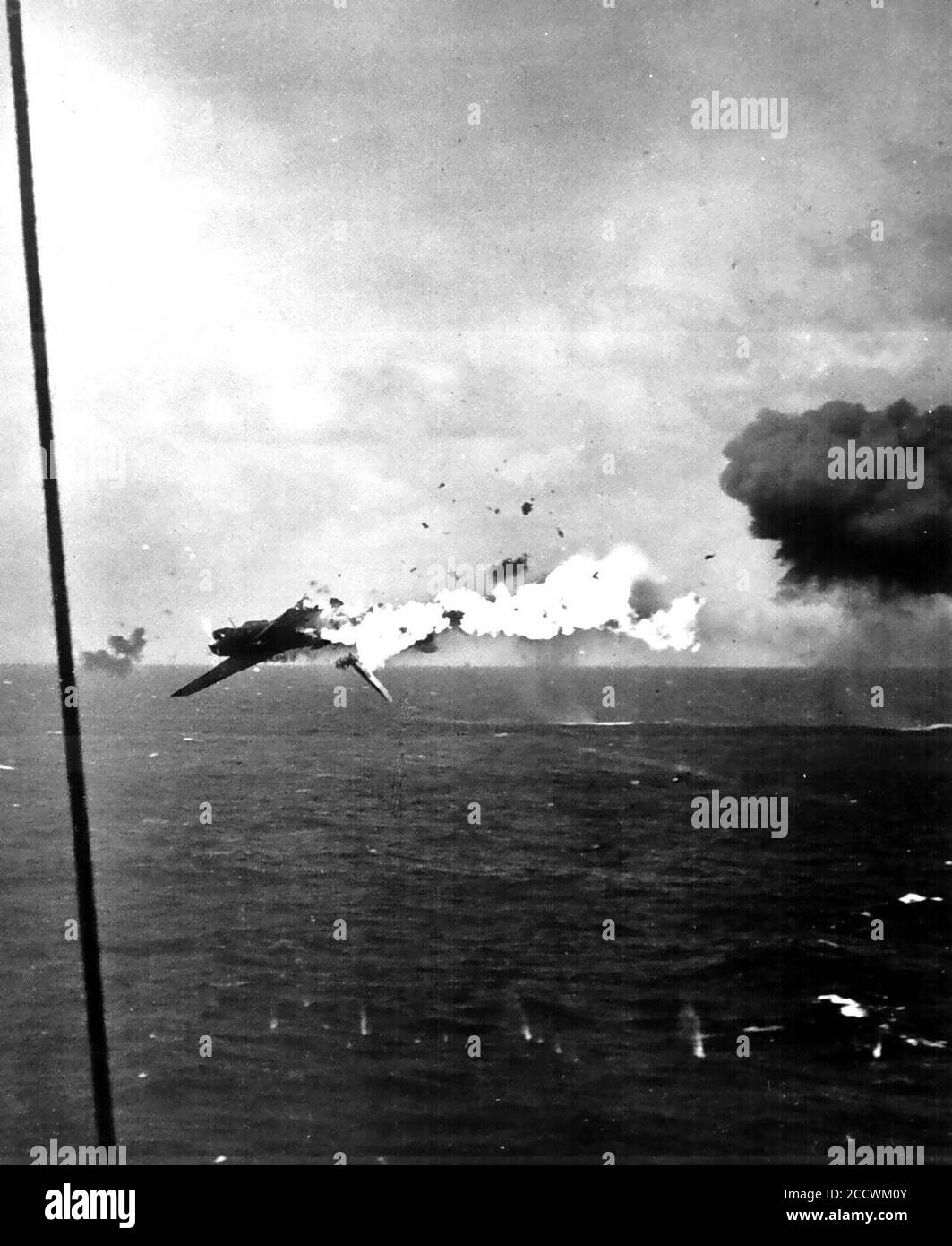 Japanese torpedo bomber explodes Stock Photo - Alamy