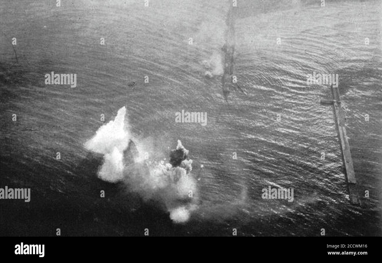 Japanese tanker in Toshien harbour, Formosa, under attack by U.S ...
