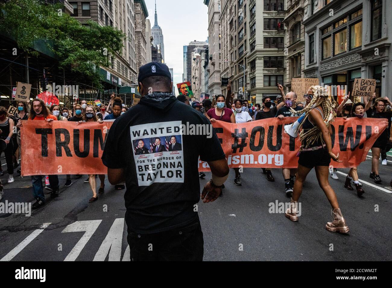 New York City, USA. 24th Aug 2020. Demonstrators denounce the police ...