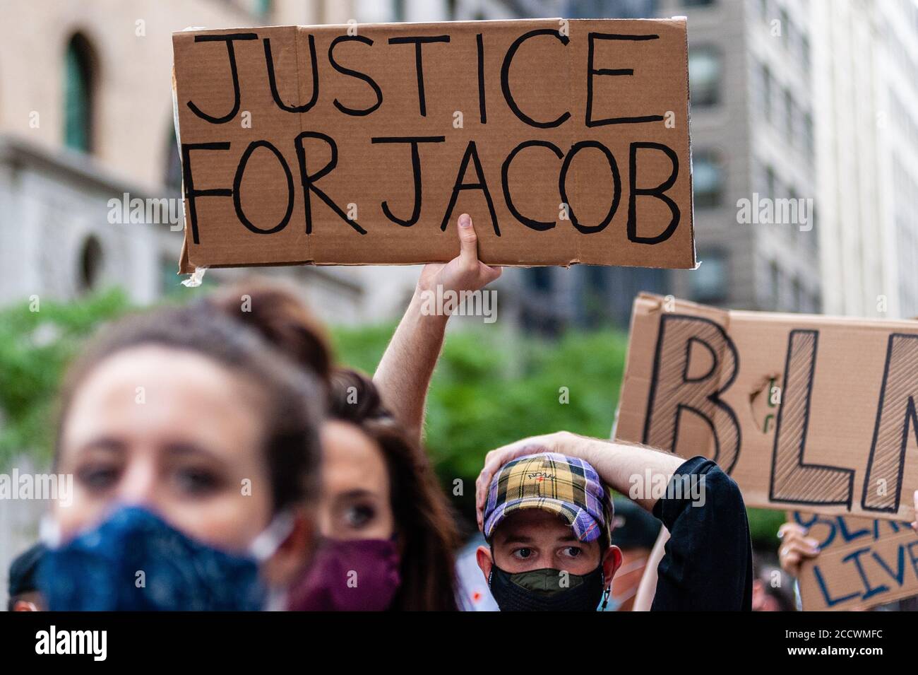 New York City, USA. 24th Aug 2020. Demonstrators denounce the police ...