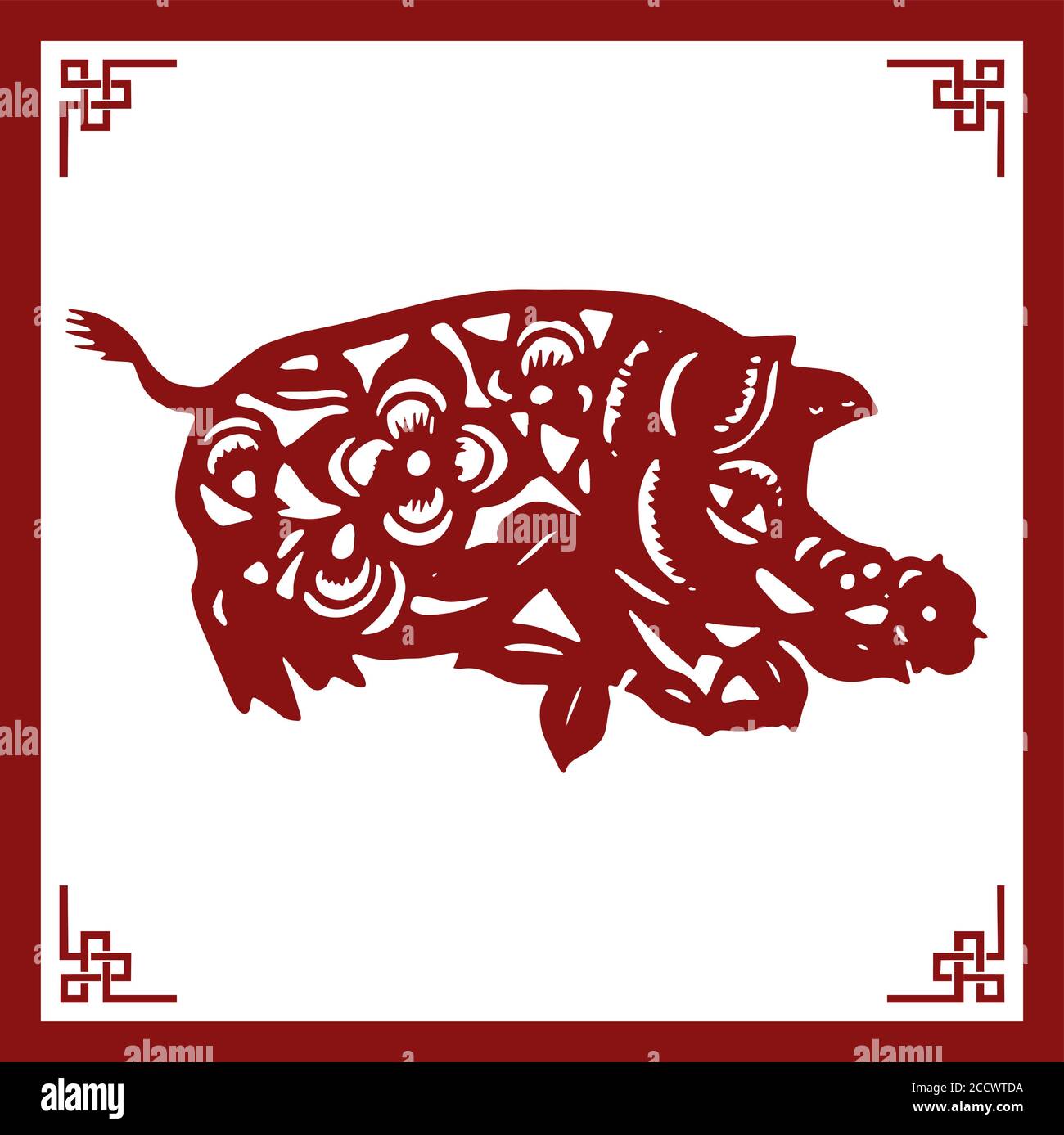 The Classic Chinese Papercutting Style Illustration, A Cartoon Pig, The ...