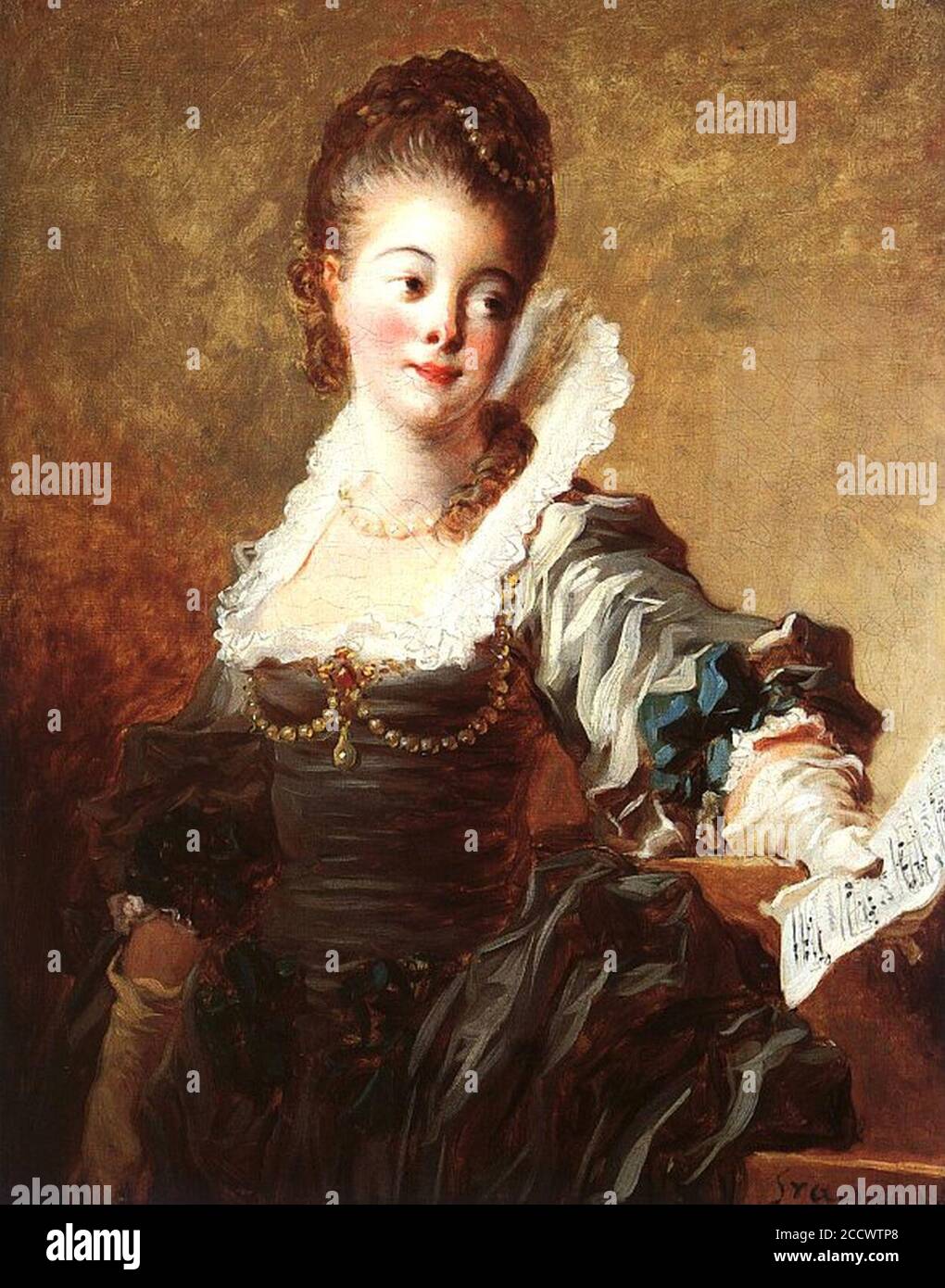 Jean Honore Fragonard Portrait of a Singer Holding a Sheet of Music ...