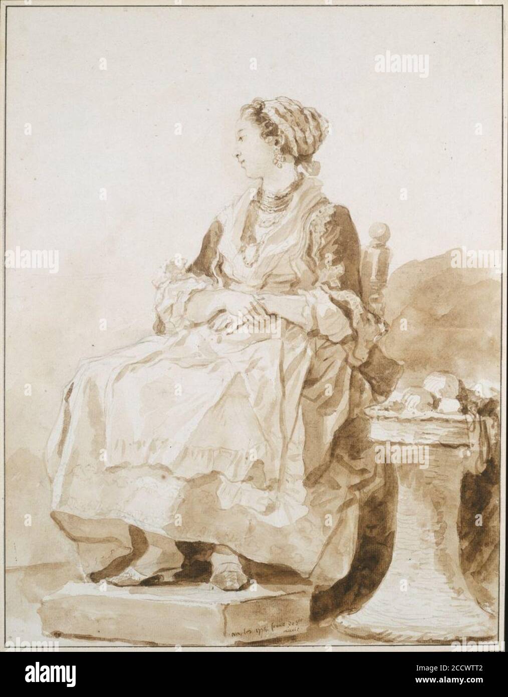 Jean Honoré Fragonard - Neapolitan woman sitting outside Stock Photo ...