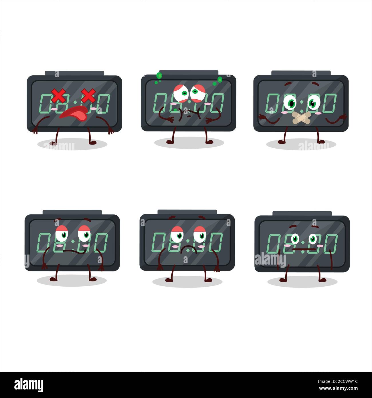 Digital alarm clock cartoon character with nope expression Stock Vector ...