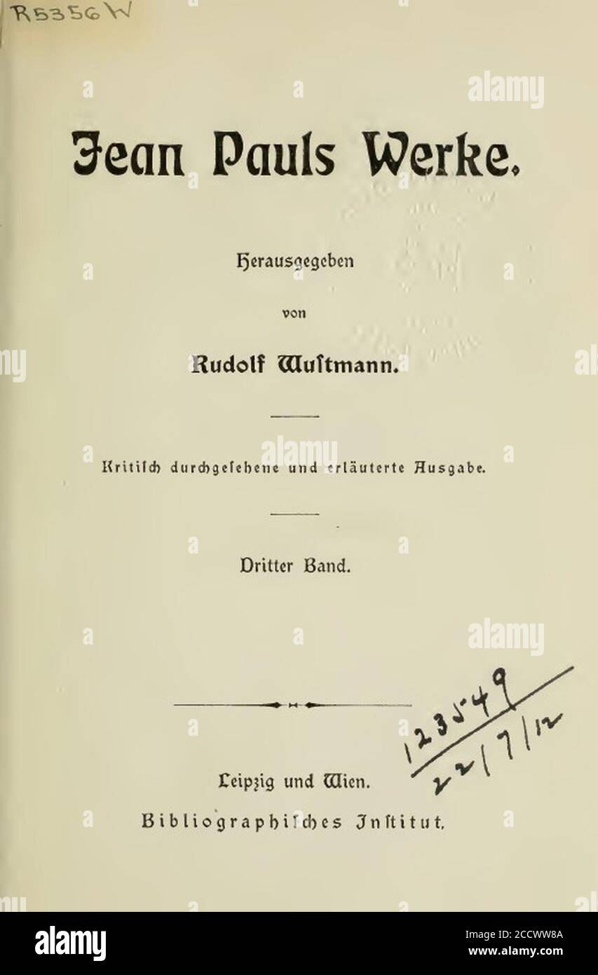 Jean Paul – Jean Pauls Werke vol 3 – BEIC 3988987 Stock Photo - Alamy
