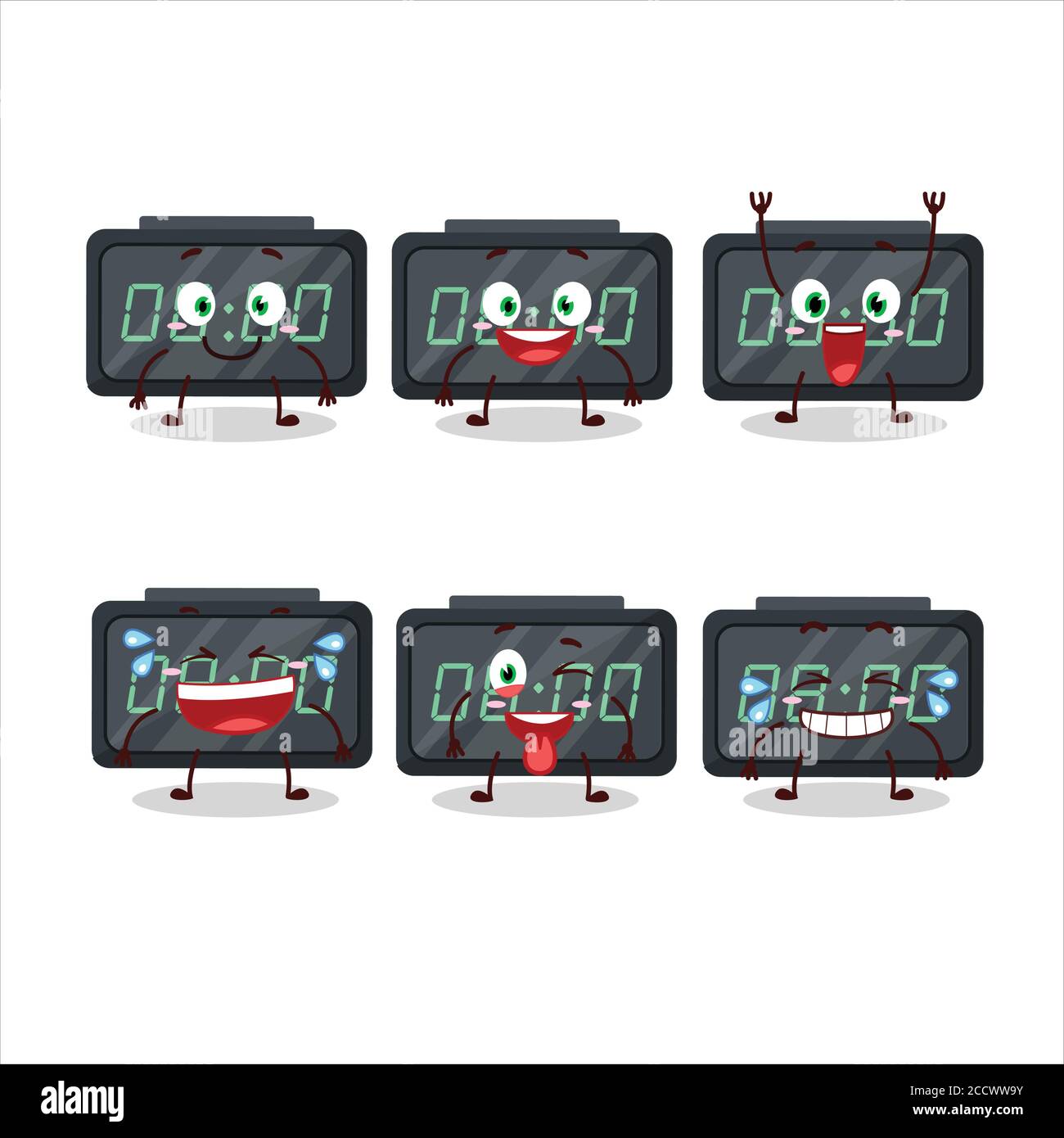 Cartoon character of digital alarm clock with smile expression Stock ...