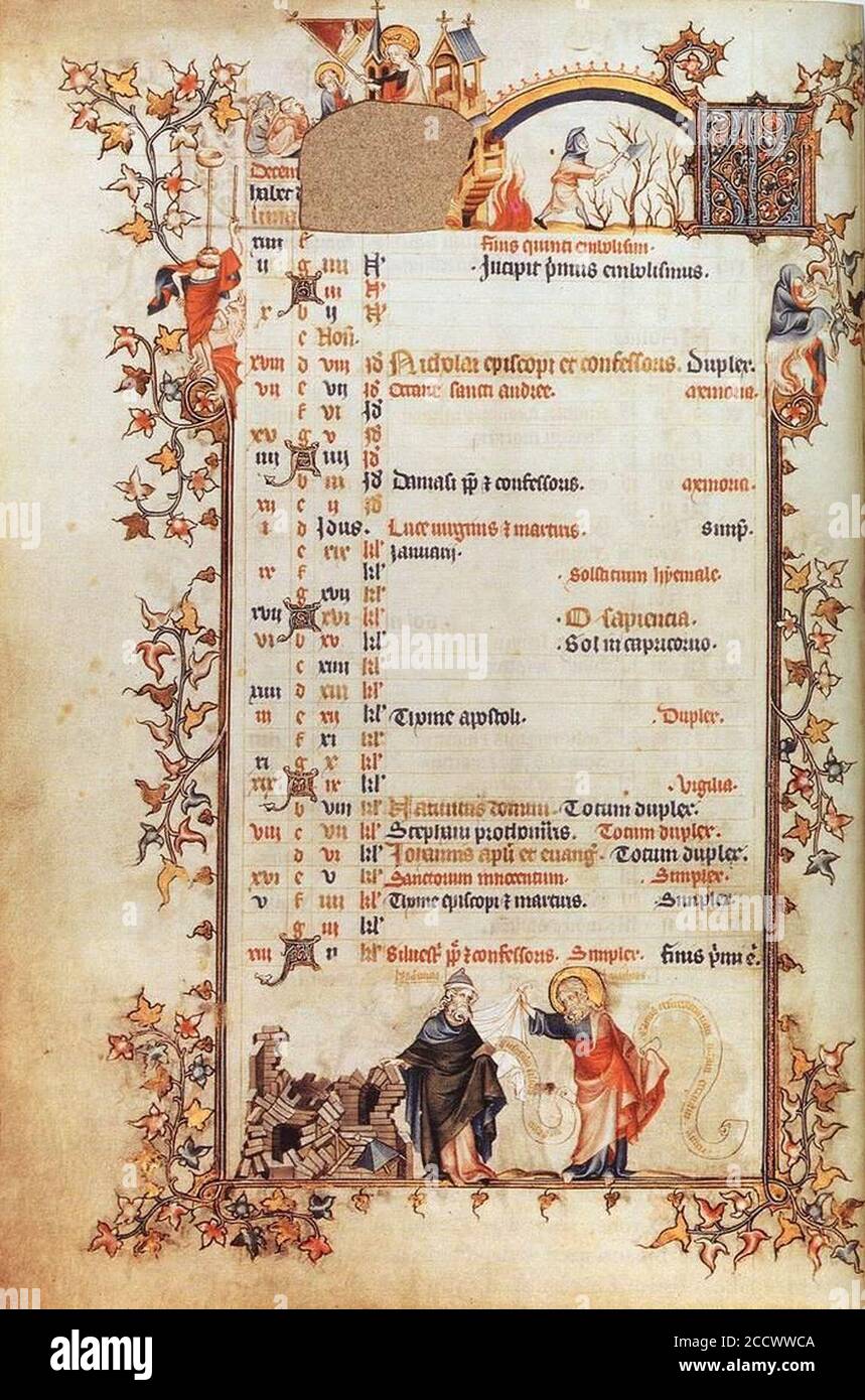 Jean Pucelle - Belleville Breviary - December Stock Photo - Alamy