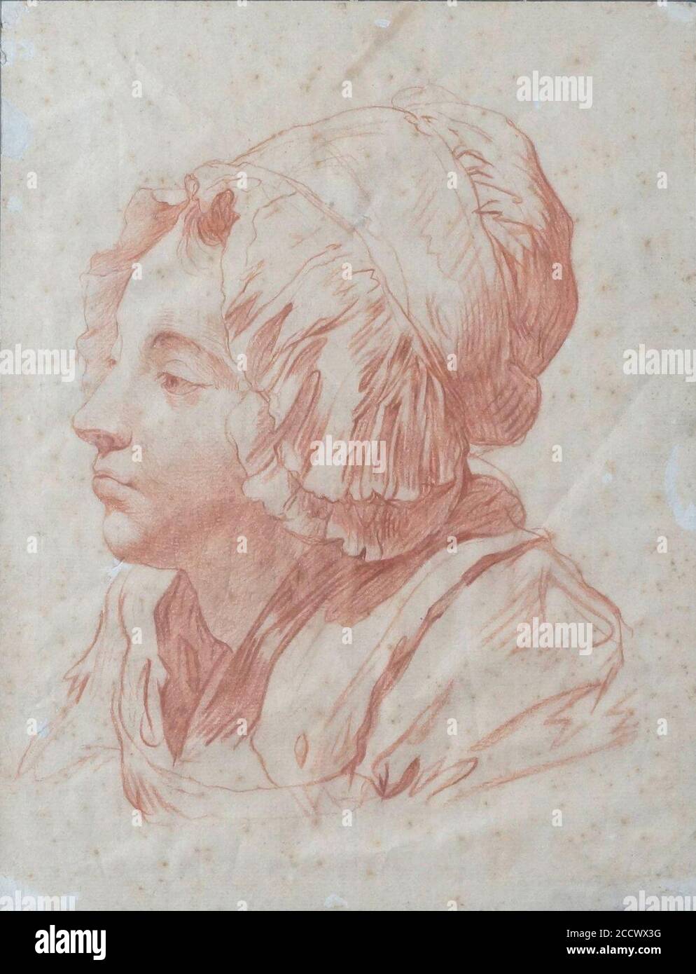 Jean-Baptiste Greuze - drawing of a woman Stock Photo - Alamy