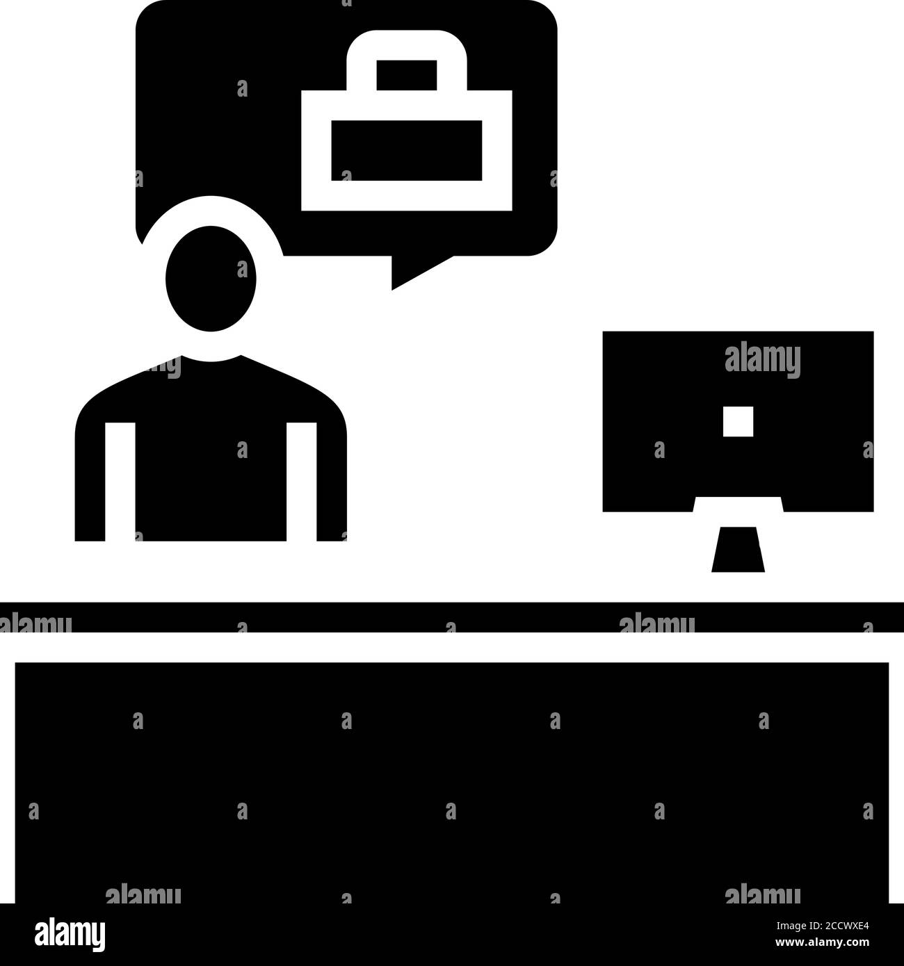 employee working place glyph icon vector illustration Stock Vector ...