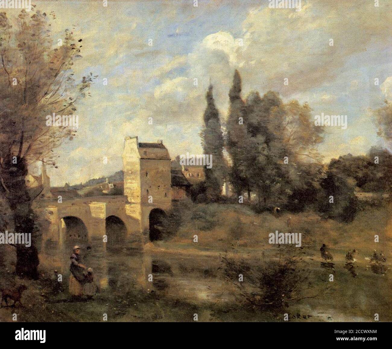 Jean-Baptiste-Camille Corot - The Bridge at Mantes Stock Photo - Alamy