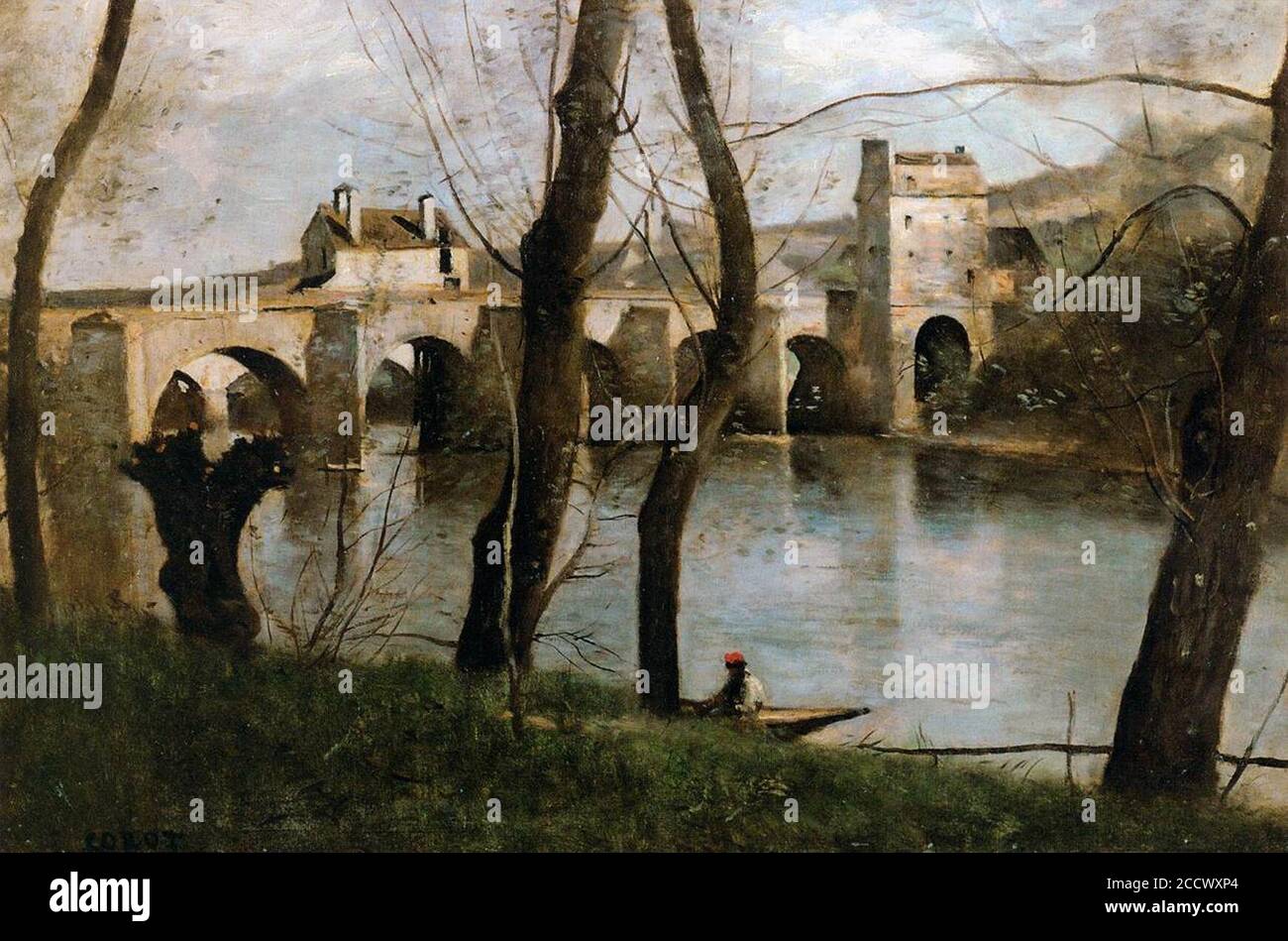 Jean-Baptiste-Camille Corot - The Bridge at Mantes Stock Photo - Alamy