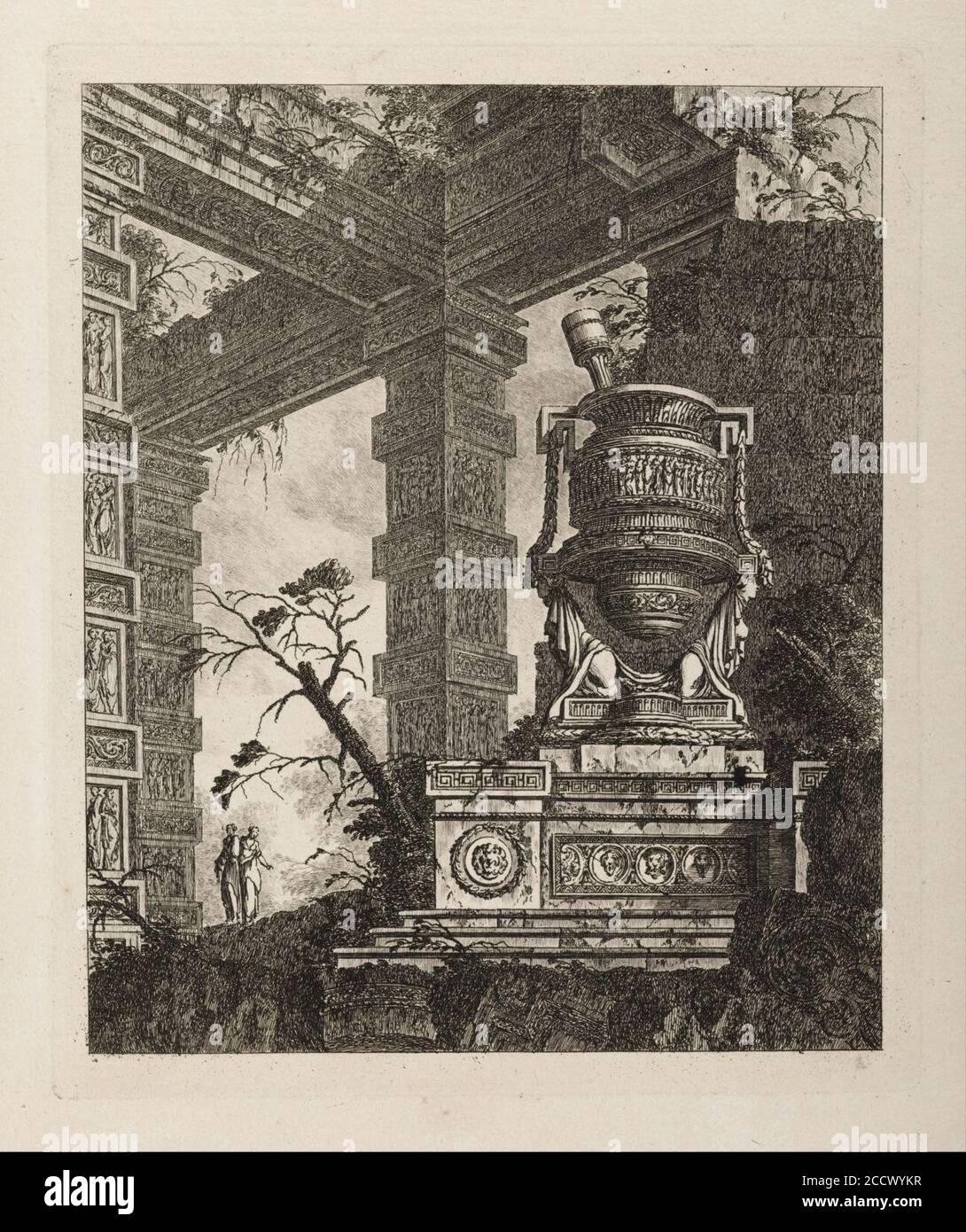 Jean-Laurent Legeay - Architectural Fantasy with Monumental Mortar ...