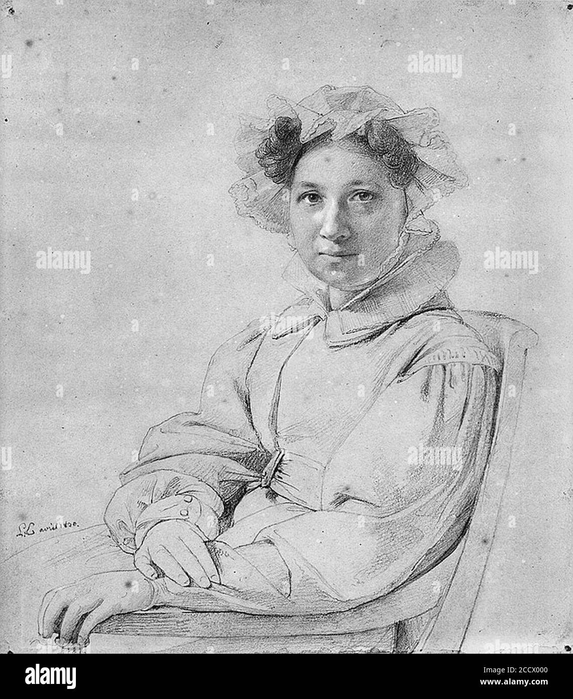 Jean-Léonard Lugardon - Portrait d'une femme assise 1830 Stock Photo ...