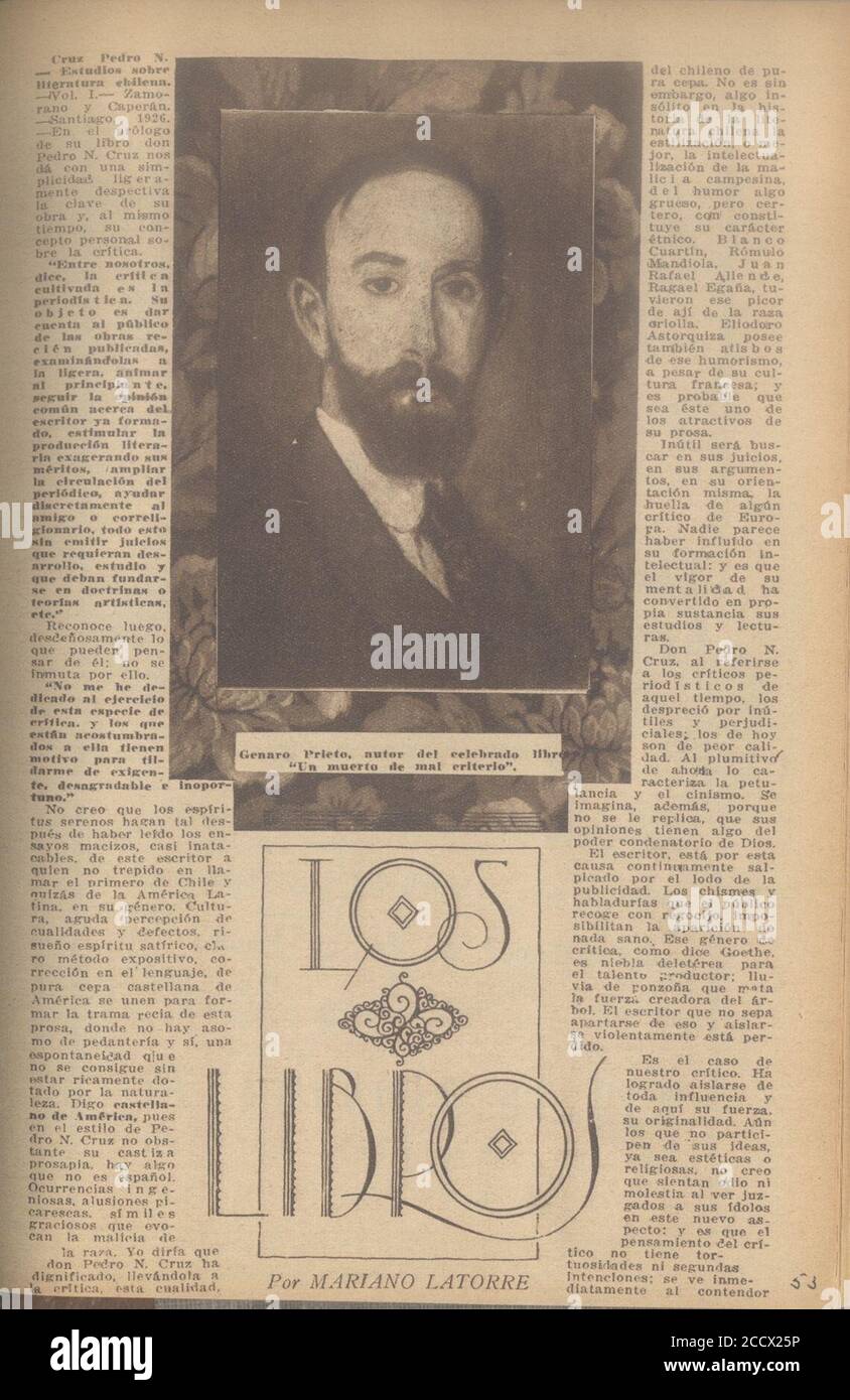 Jenaro Prieto Letelier , Crítica literaria Stock Photo - Alamy