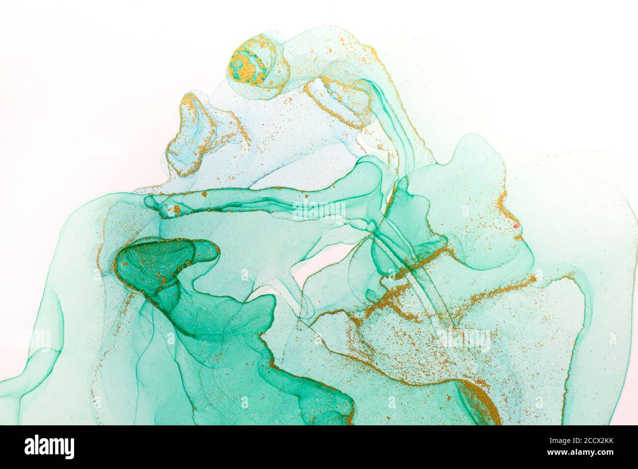Alcohol ink green abstract background. Transparent watercolor texture ...