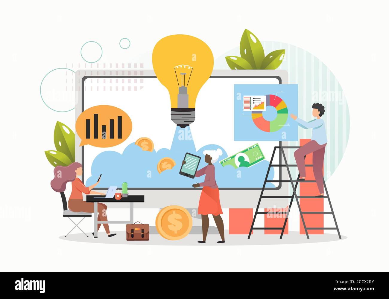 Business project startup, people investing money in new creative idea ...