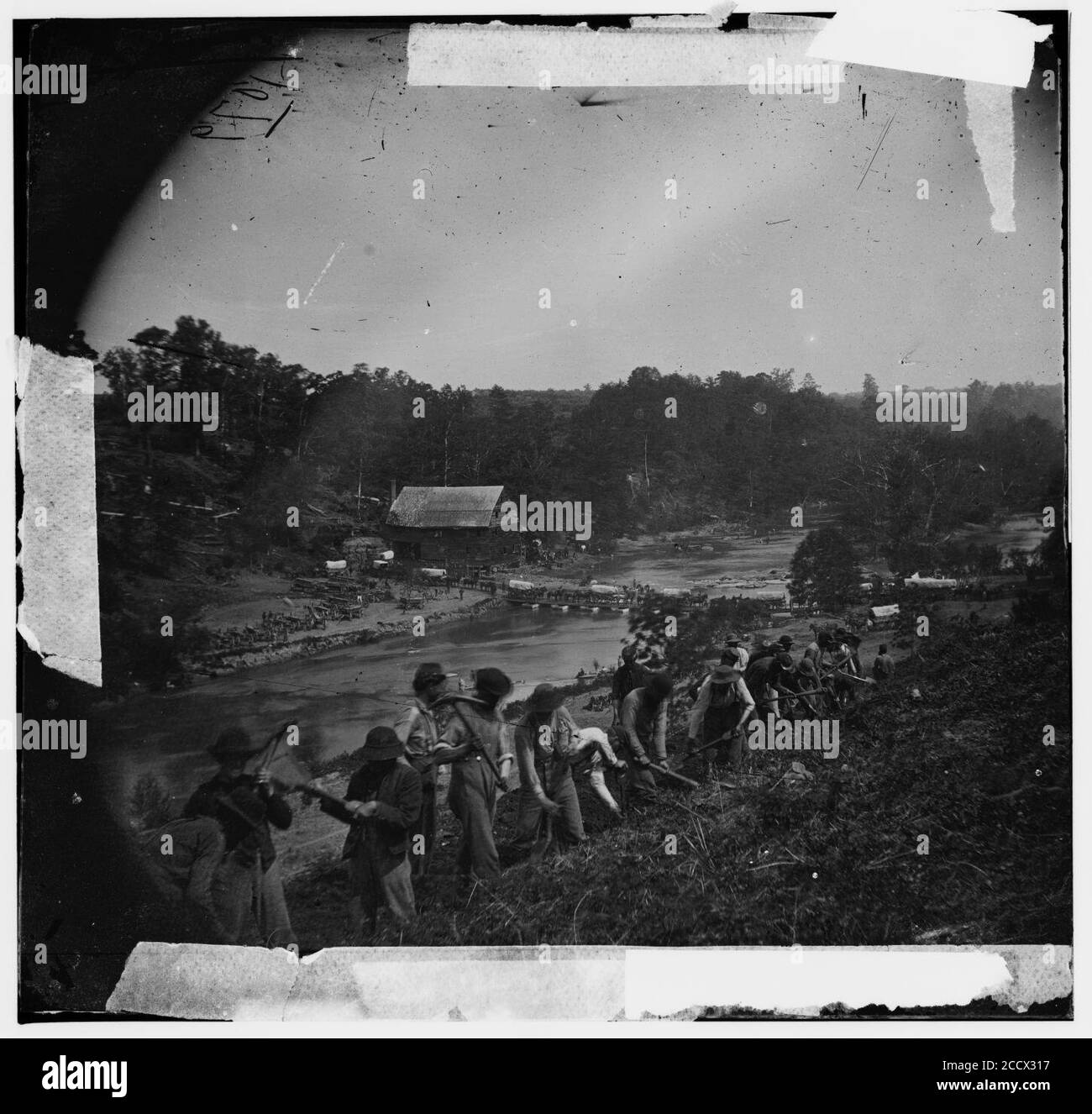 Jericho Mills, Virginia. Party of the 50th New York Engineers building ...