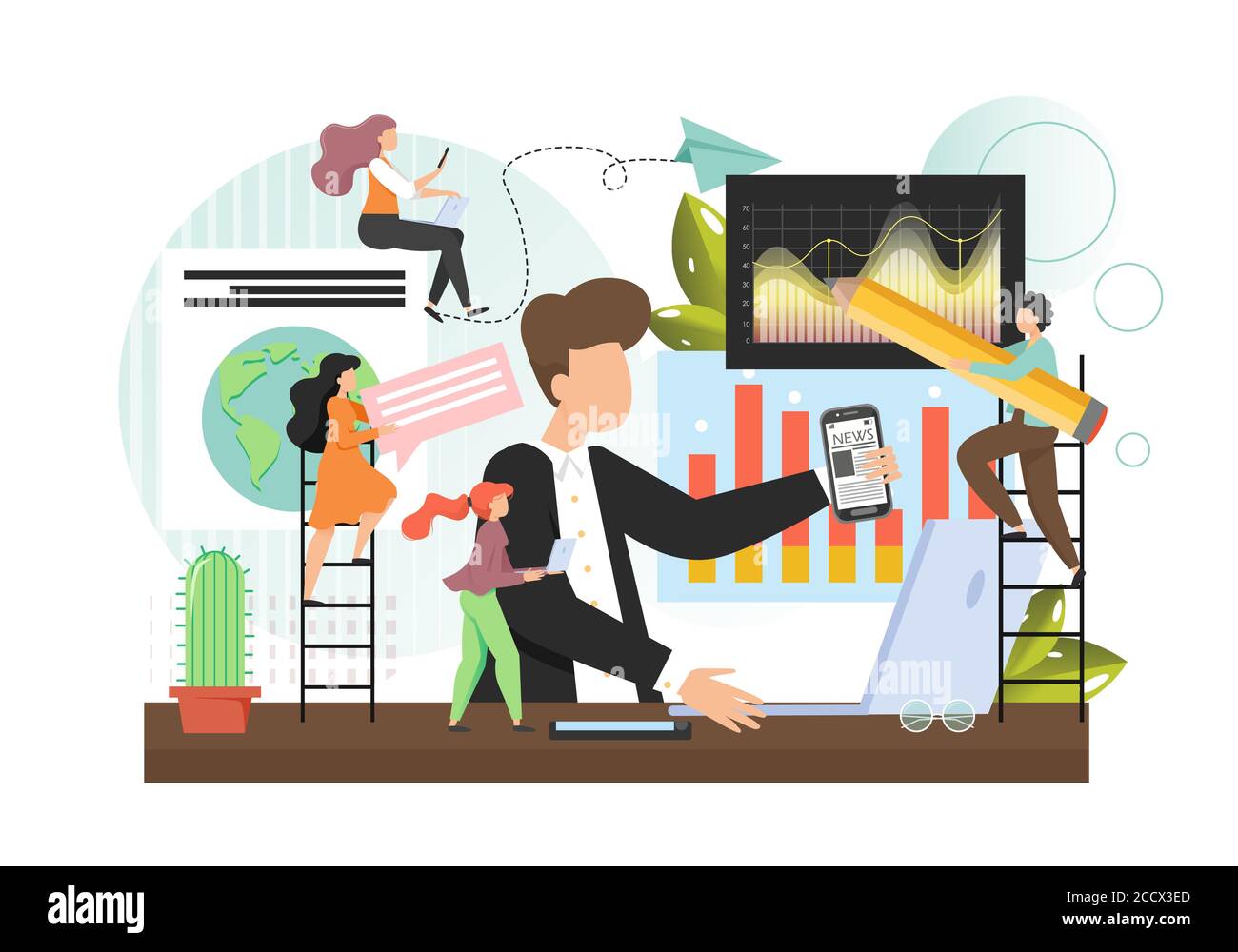 Office people, team professionals working together, analysing finance ...