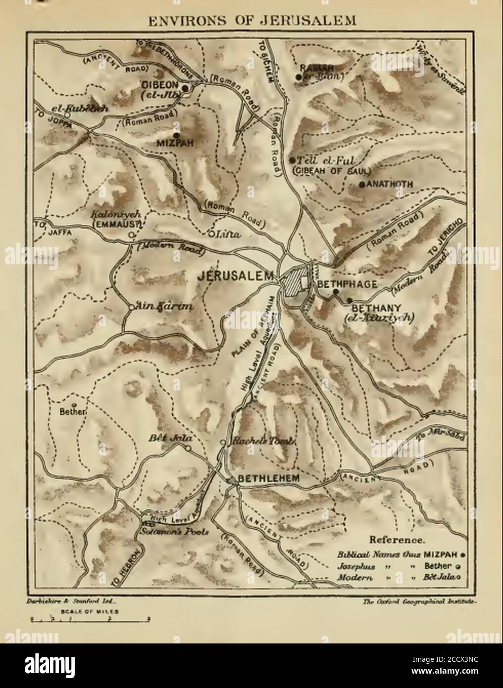 Jerusalem area map 1903 Stock Photo - Alamy