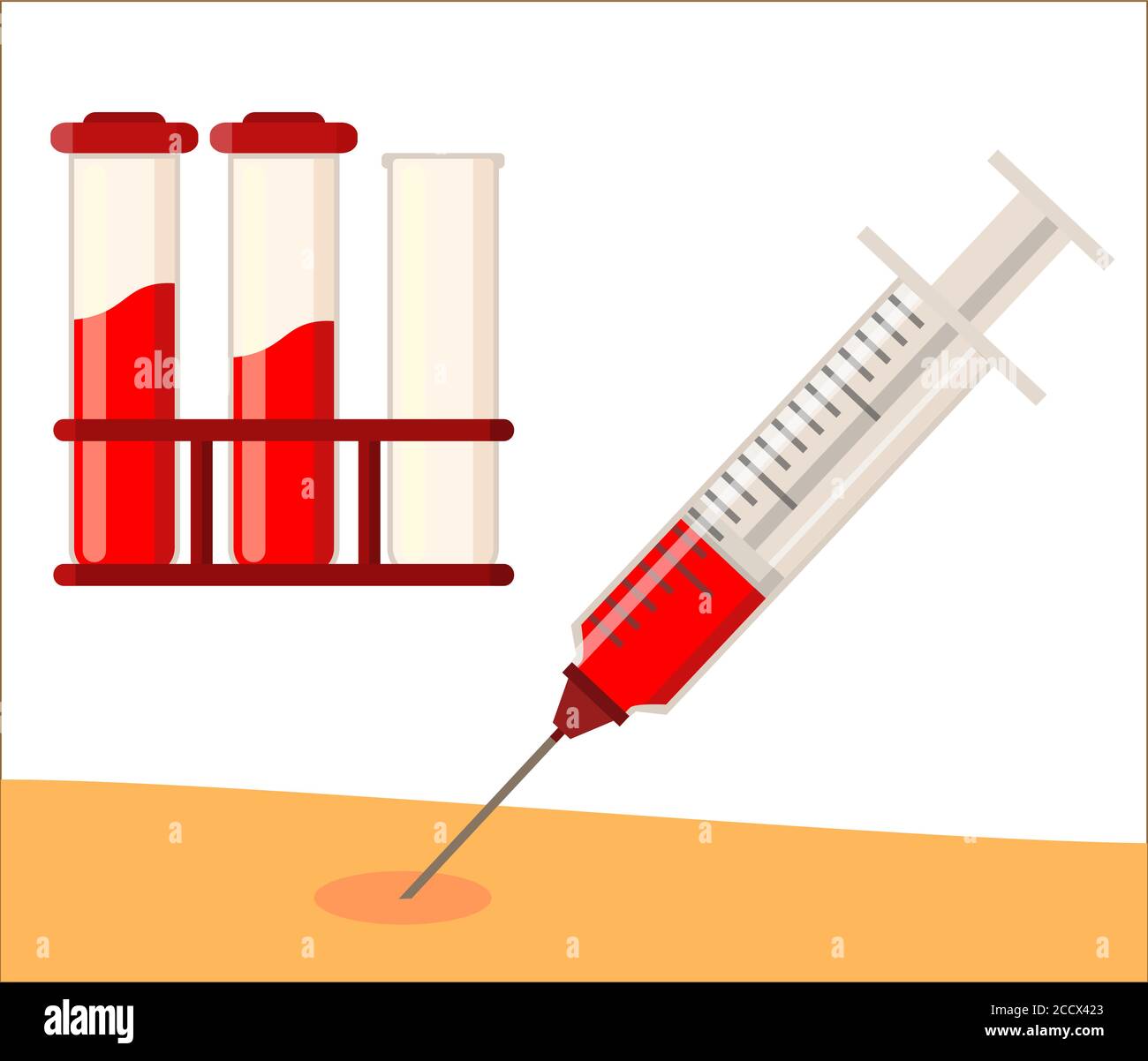 Medical blood test. A syringe that draws blood from a person s hand ...
