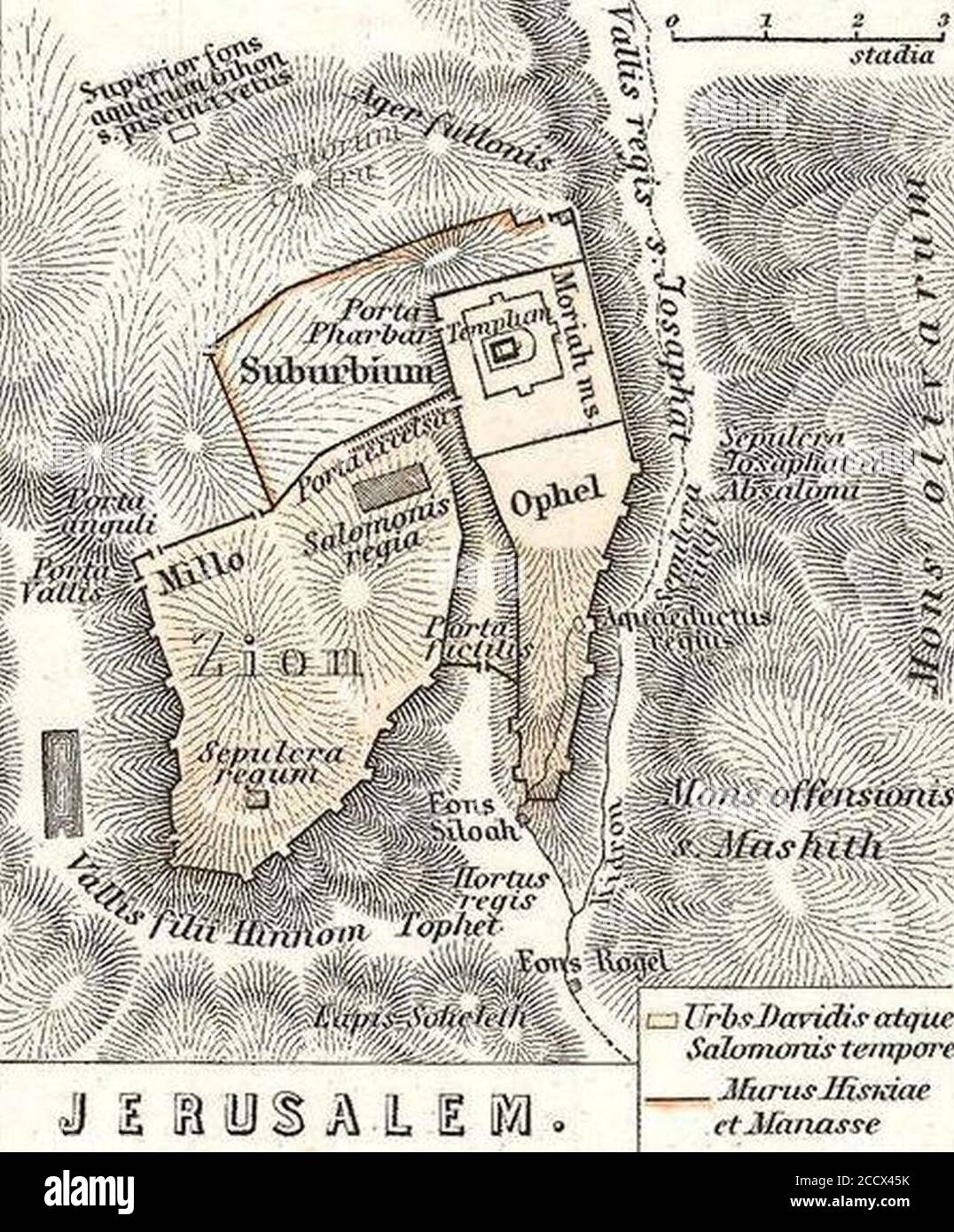 Jerusalem. 1865 Spruner Map of Israel Canaan or Palestine in Ancient ...