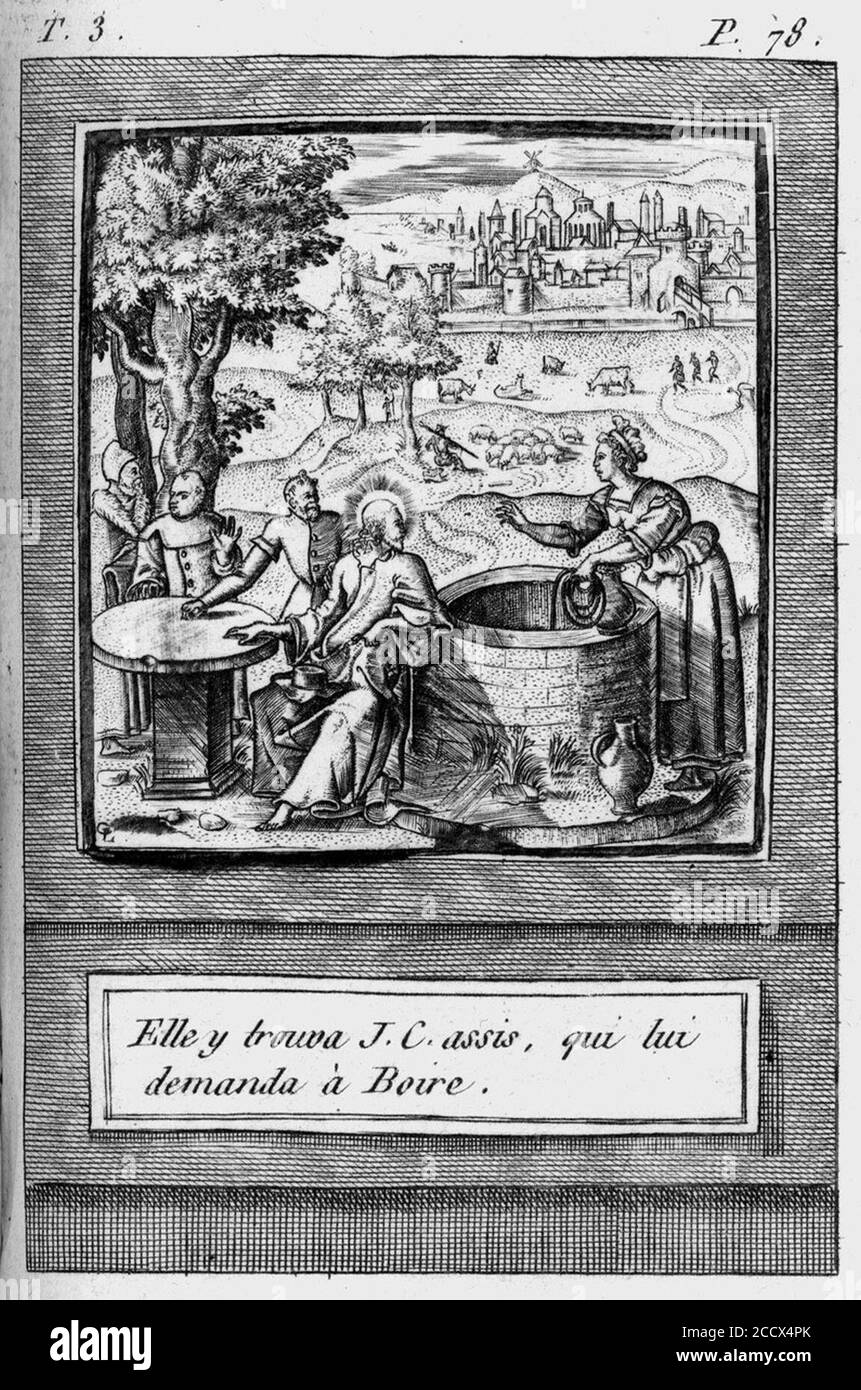 Jesus and the Samaritan woman after Gaultier Paris 1810 Stock Photo - Alamy