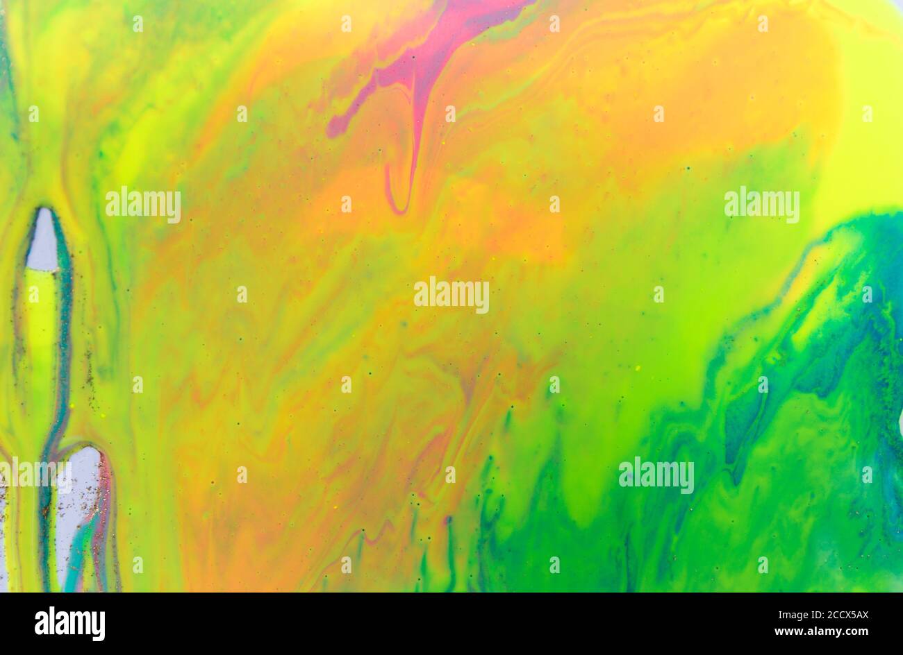 Neon colored marble pattern with golden glitter. Fluorescent liquid ...