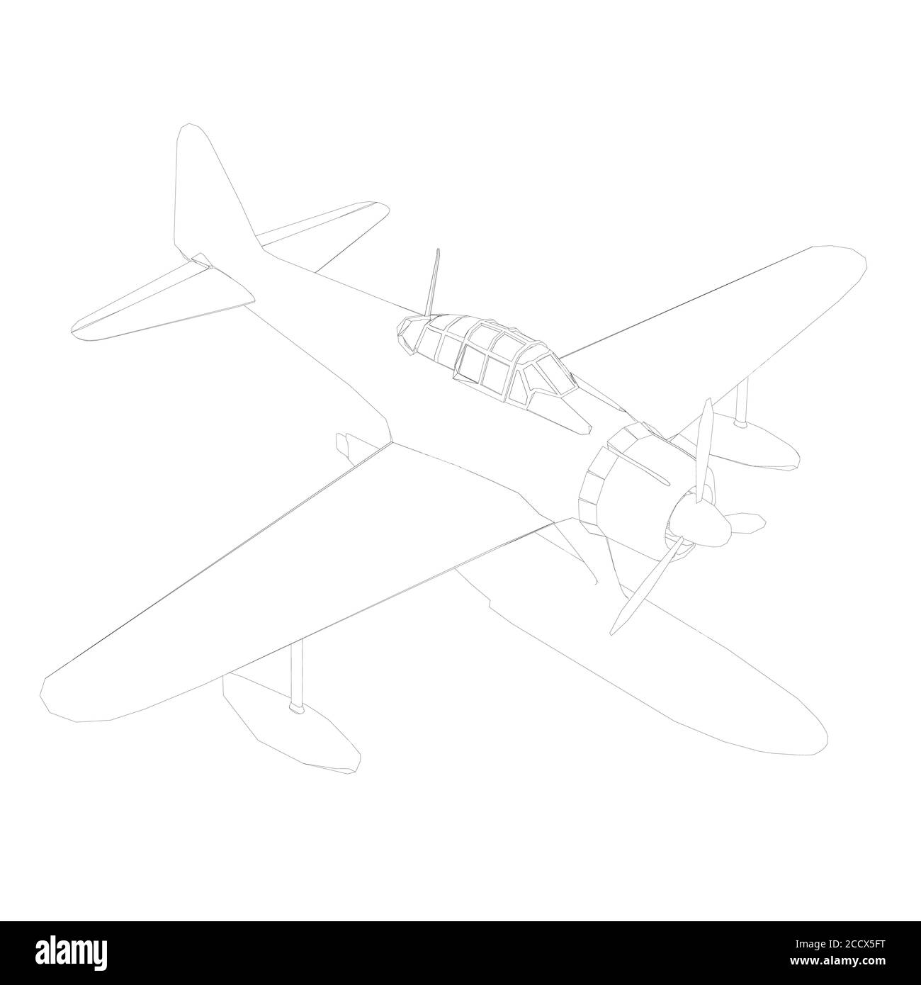 Airplane contour for landing on water. Isometric view. Vector ...