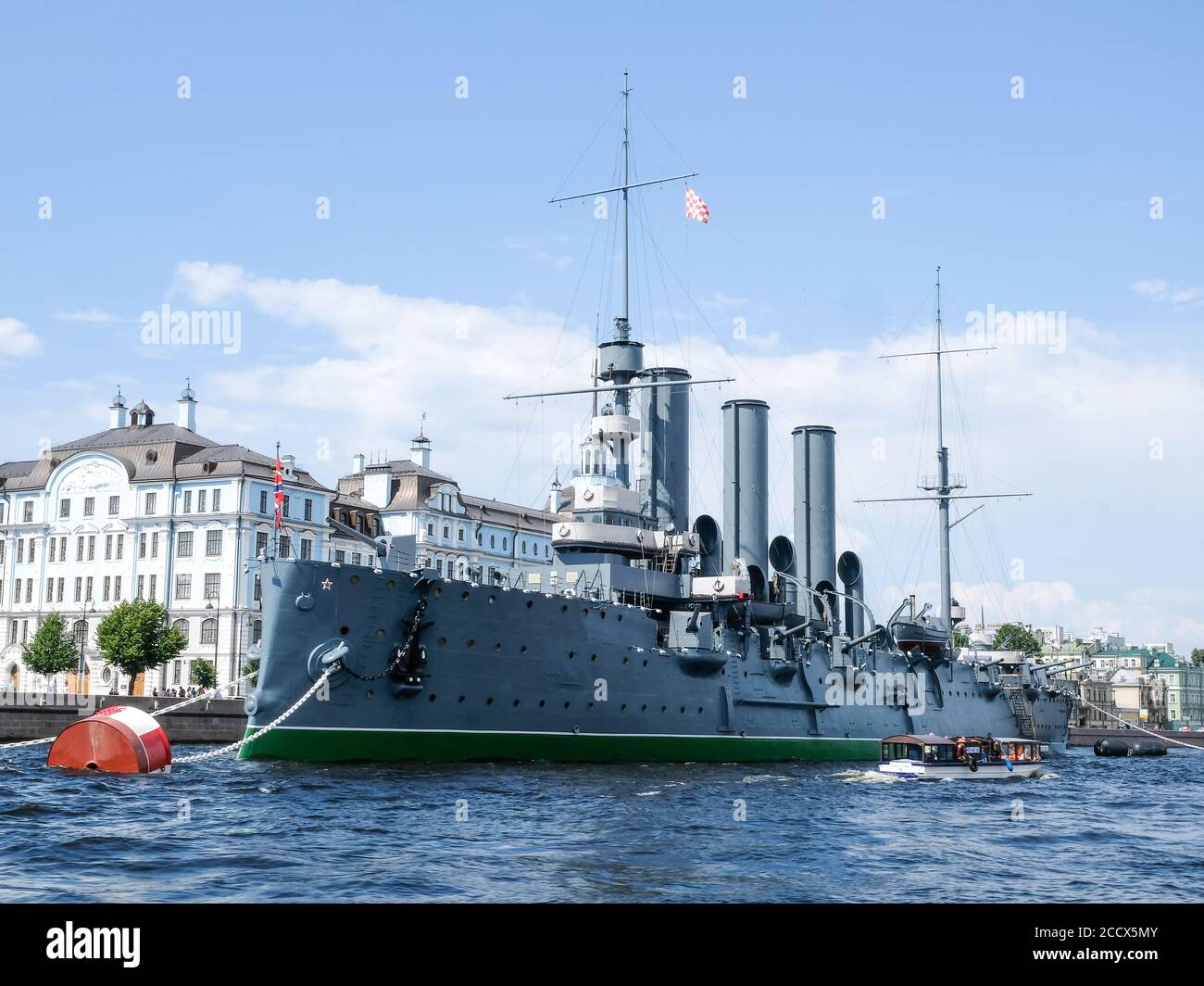 The cruiser Aurora in St. Petersburg - a symbol of the revolution Stock ...
