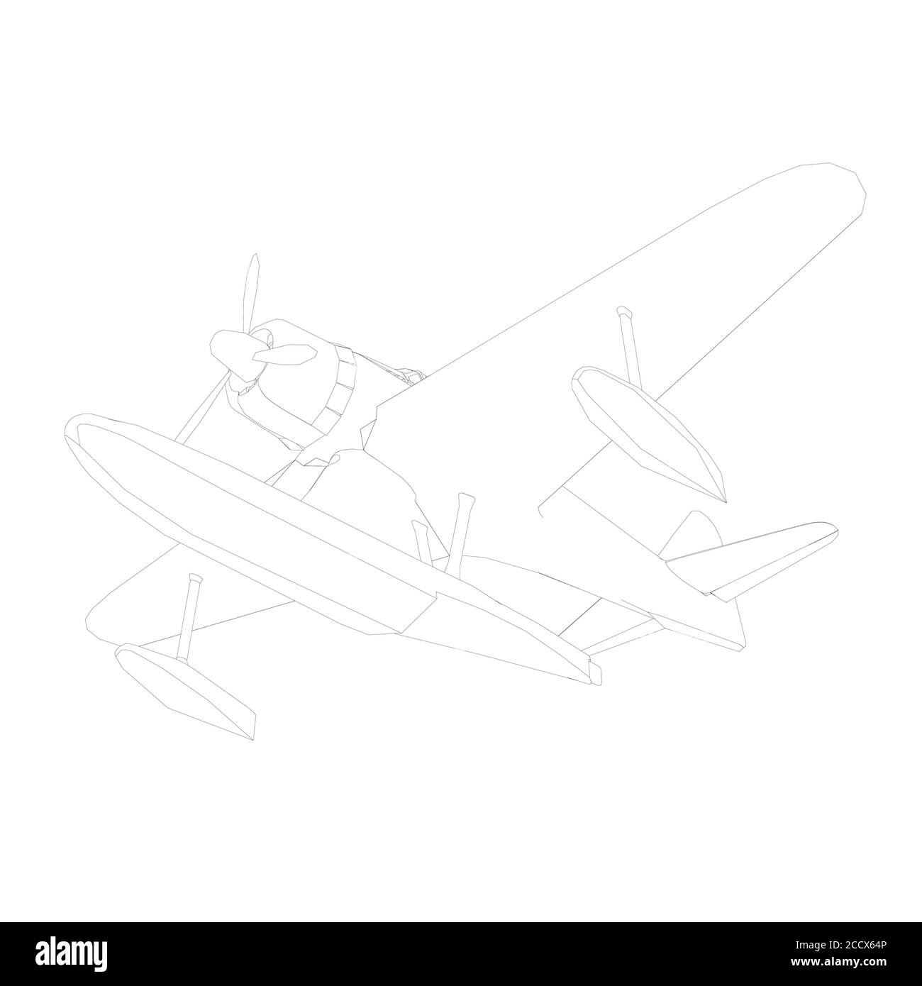 Airplane contour for landing on water. Bottom view. Vector illustration ...